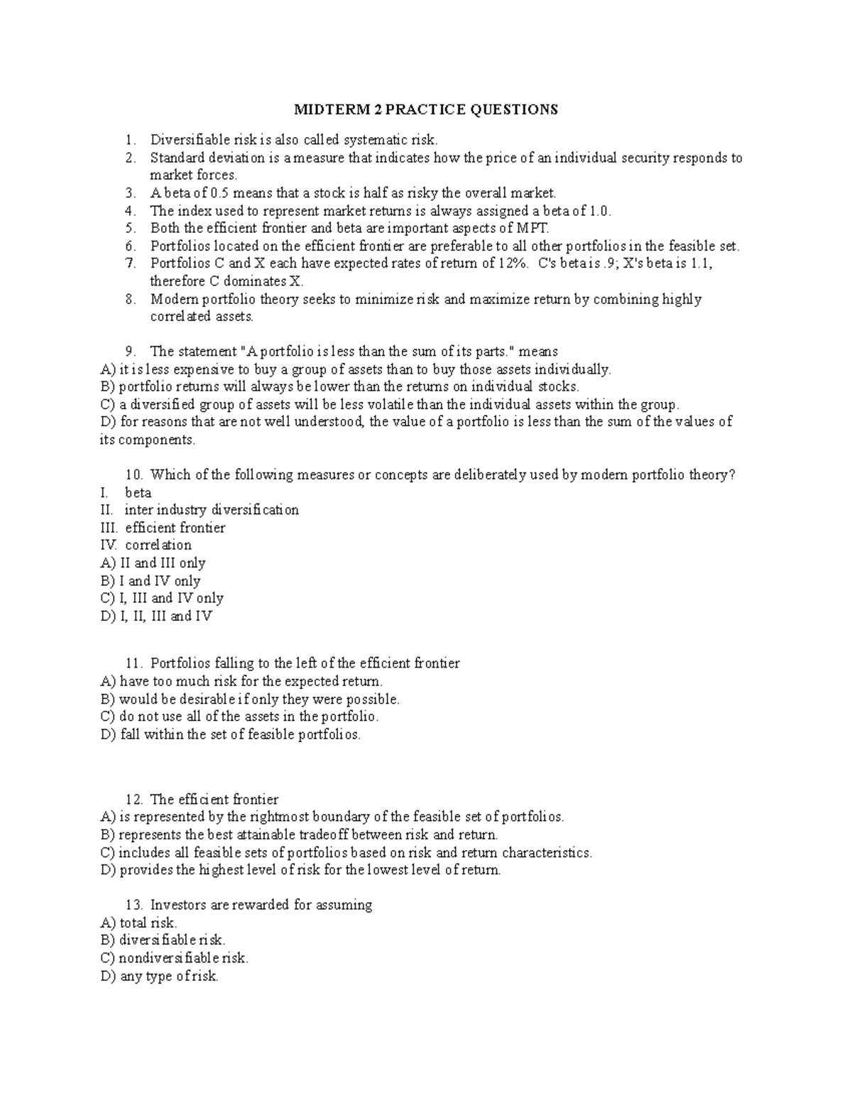 Midterm 2 Practice Questions bb - MIDTERM 2 PRACTICE QUESTIONS ...