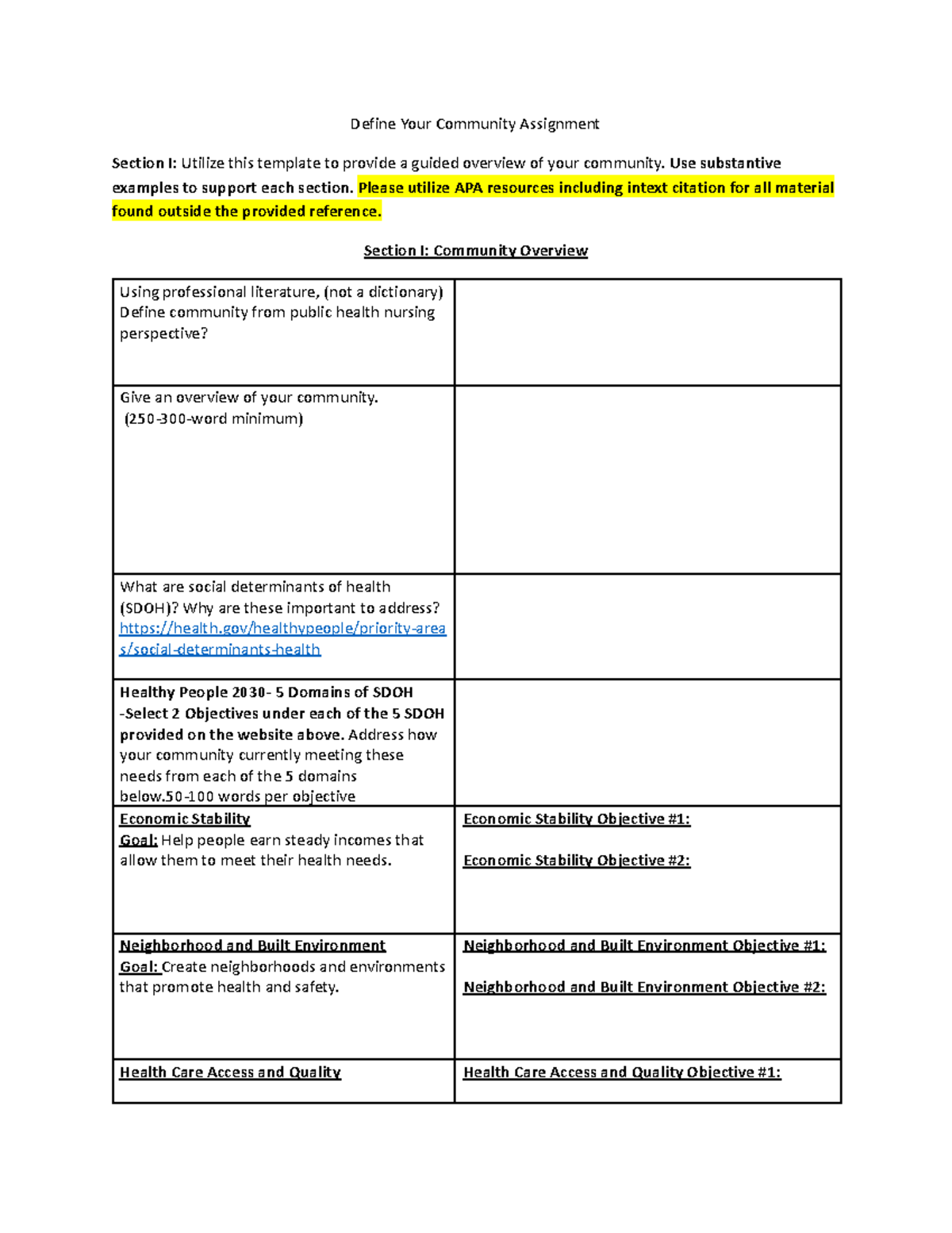 Week 1-Define Your Community Template SU22 Final - Define Your ...