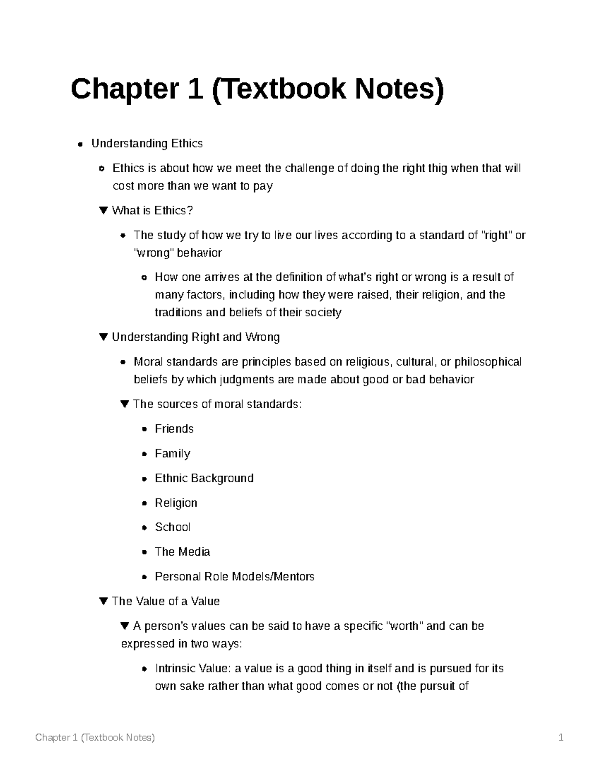 Chapter One Textbook Notes - Chapter 1 (Textbook Notes) Understanding ...