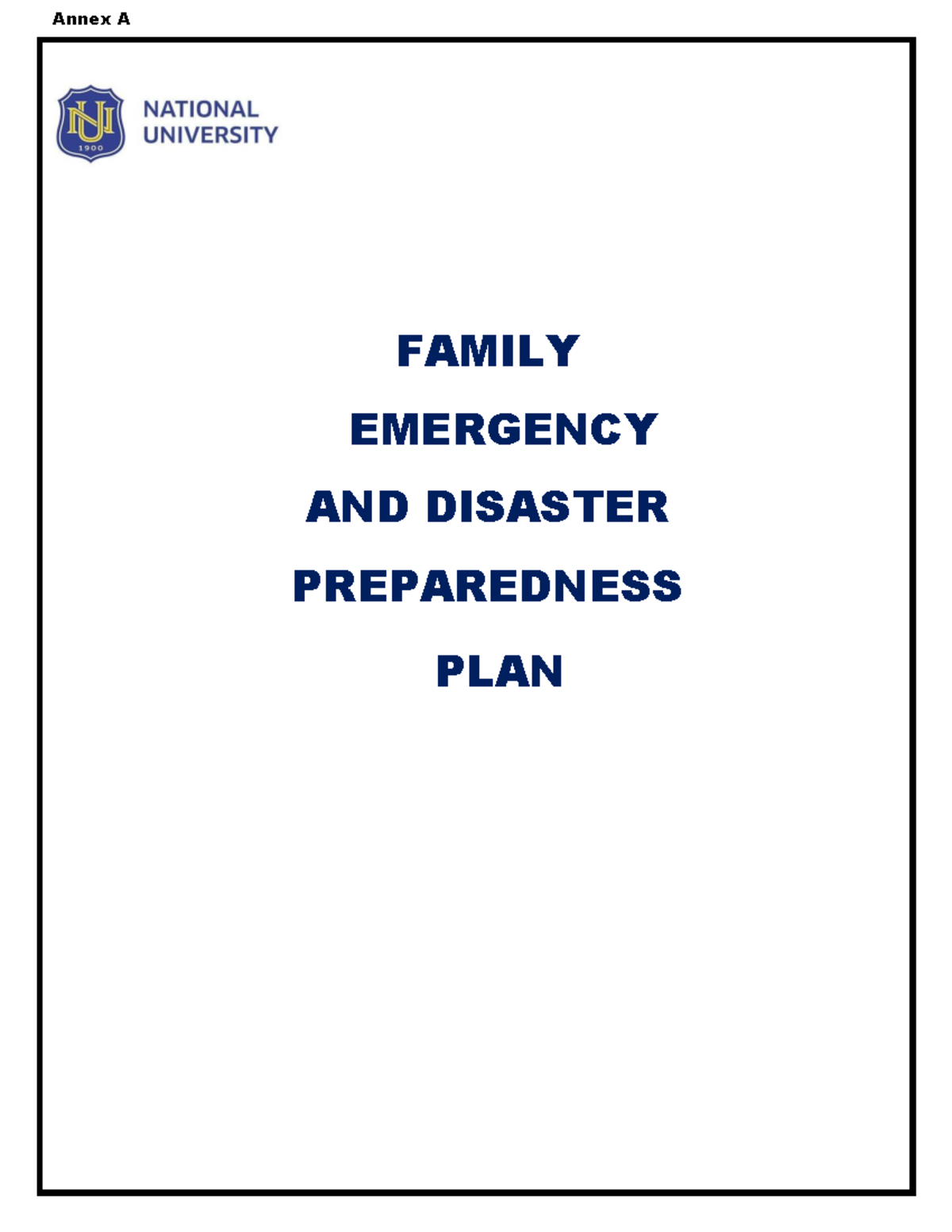 Family Emergency and Disaster Plan Template - FAMILY EMERGENCY AND ...