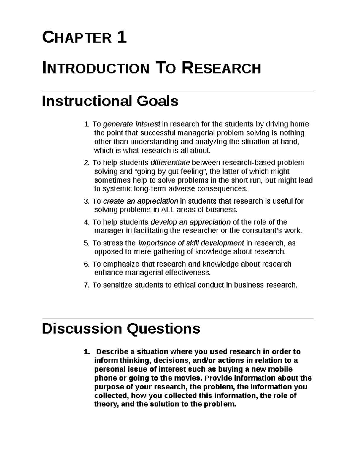 Chapter 1 Solutions - CHAPTER 1 INTRODUCTION TO RESEARCH Instructional ...