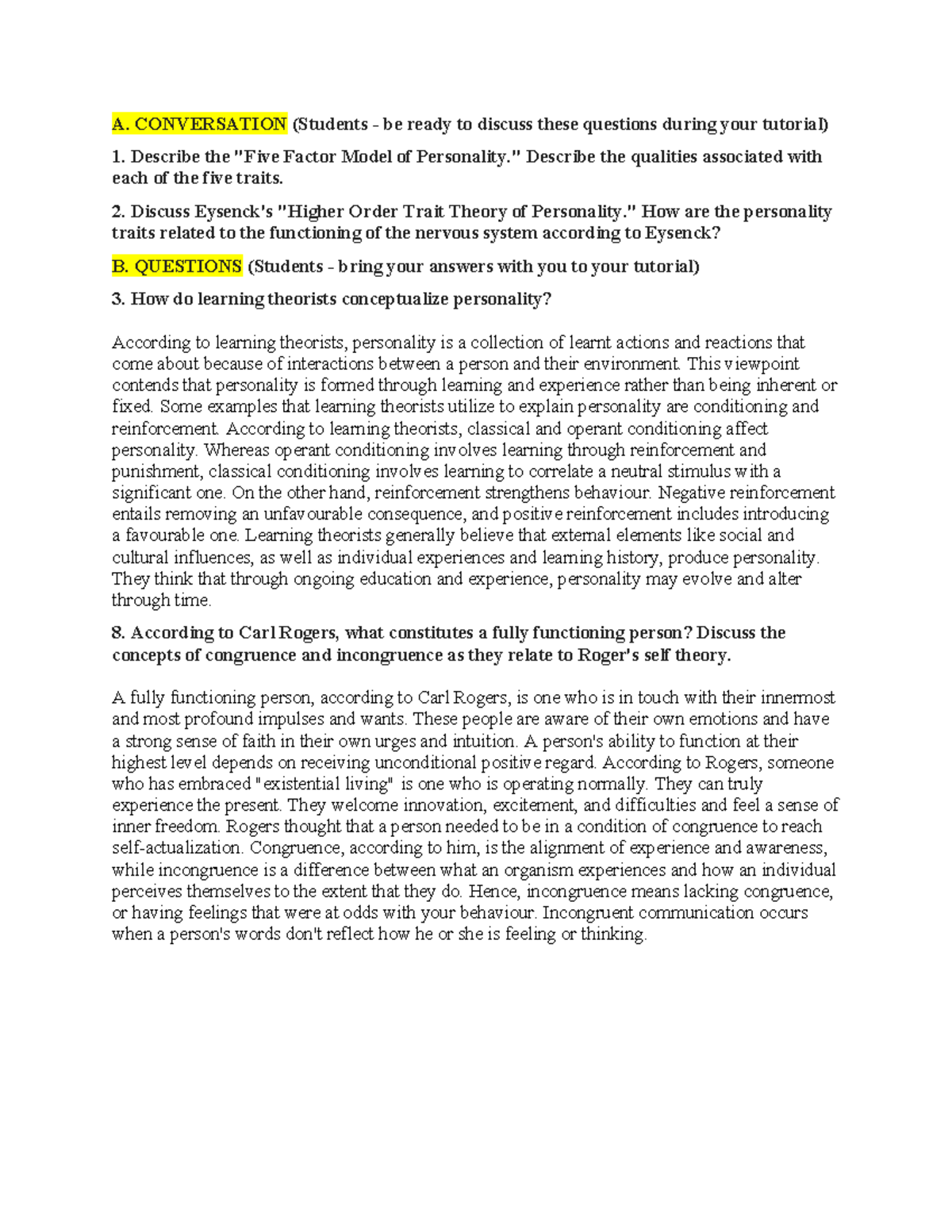 Psych Tutorial Questions Week 8 - A. CONVERSATION (Students - be ready ...