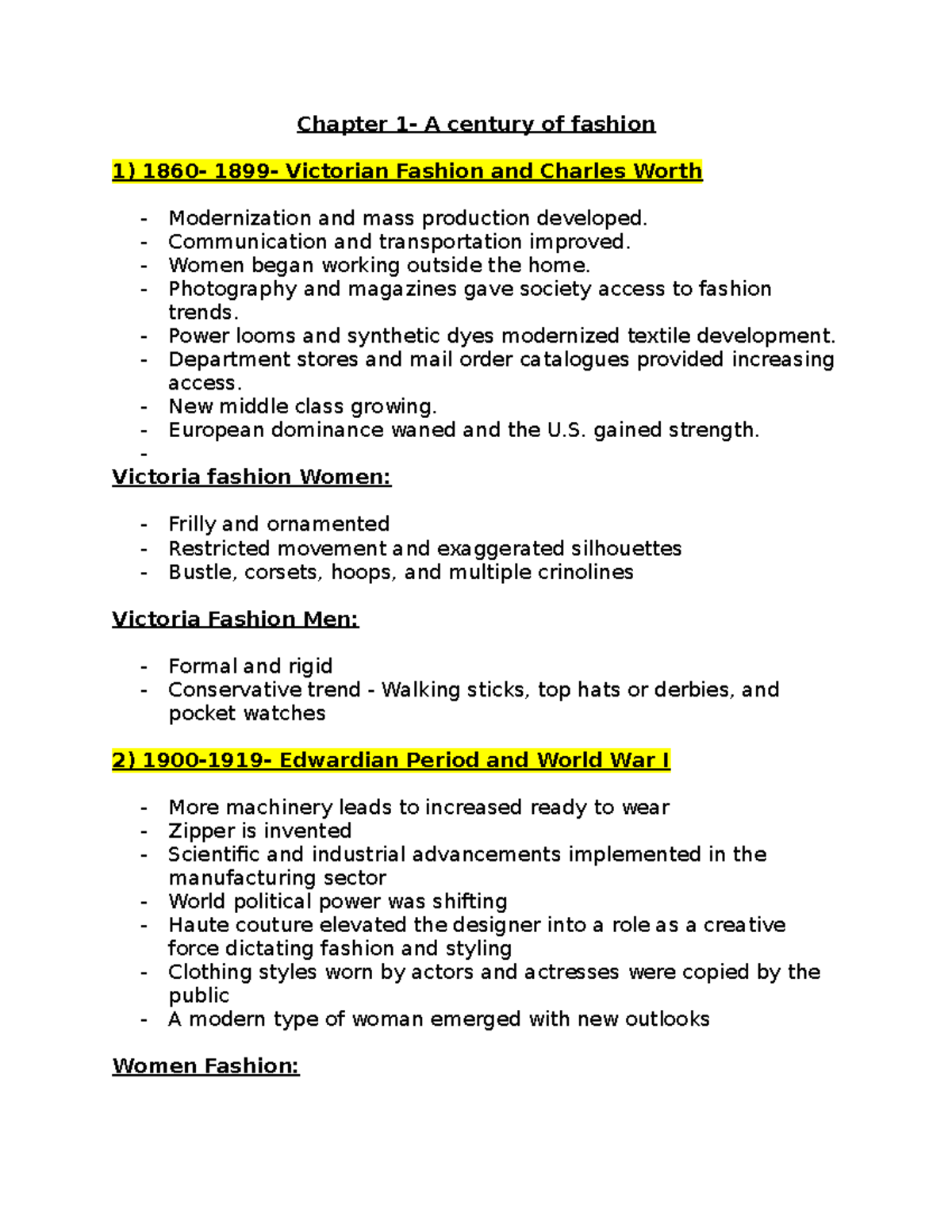 Chapter 1 114 - Chapter 1- A century of fashion 1) 1860- 1899 ...