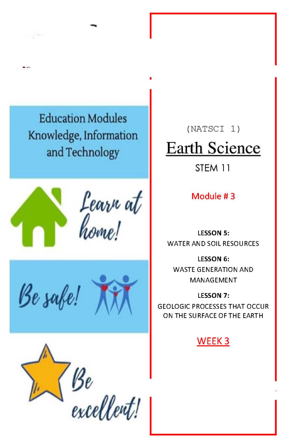 Natsci 1 Earth Science - Chemistry - (NATSCI 1) Earth Science STEM 11 Module # 3 LESSON 5: WATER ...
