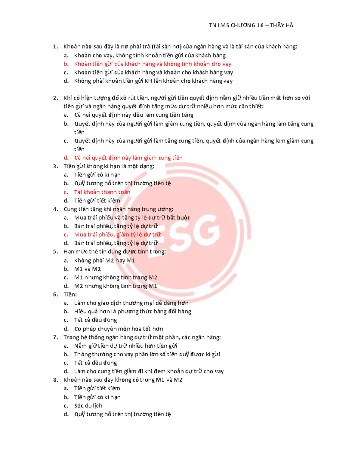 TNVM - C16 - Bài ôn tập trắc nghiệm - Kho¿n nào sau đây là nÿ ph¿i tr¿ (t‡i s¿n nÿ) cÿa ng‚n h ...