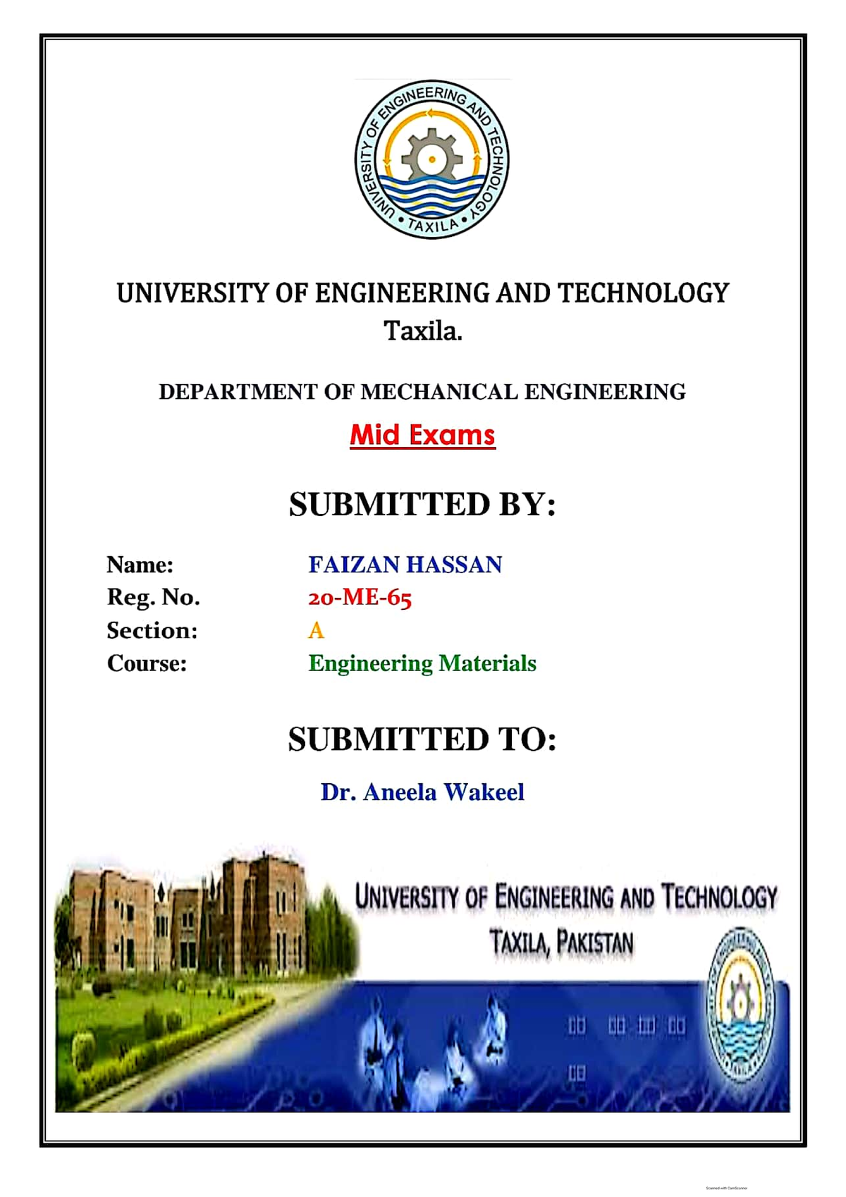 20-ME-65 Engineering Materials Mid Paper - operation managment - Studocu