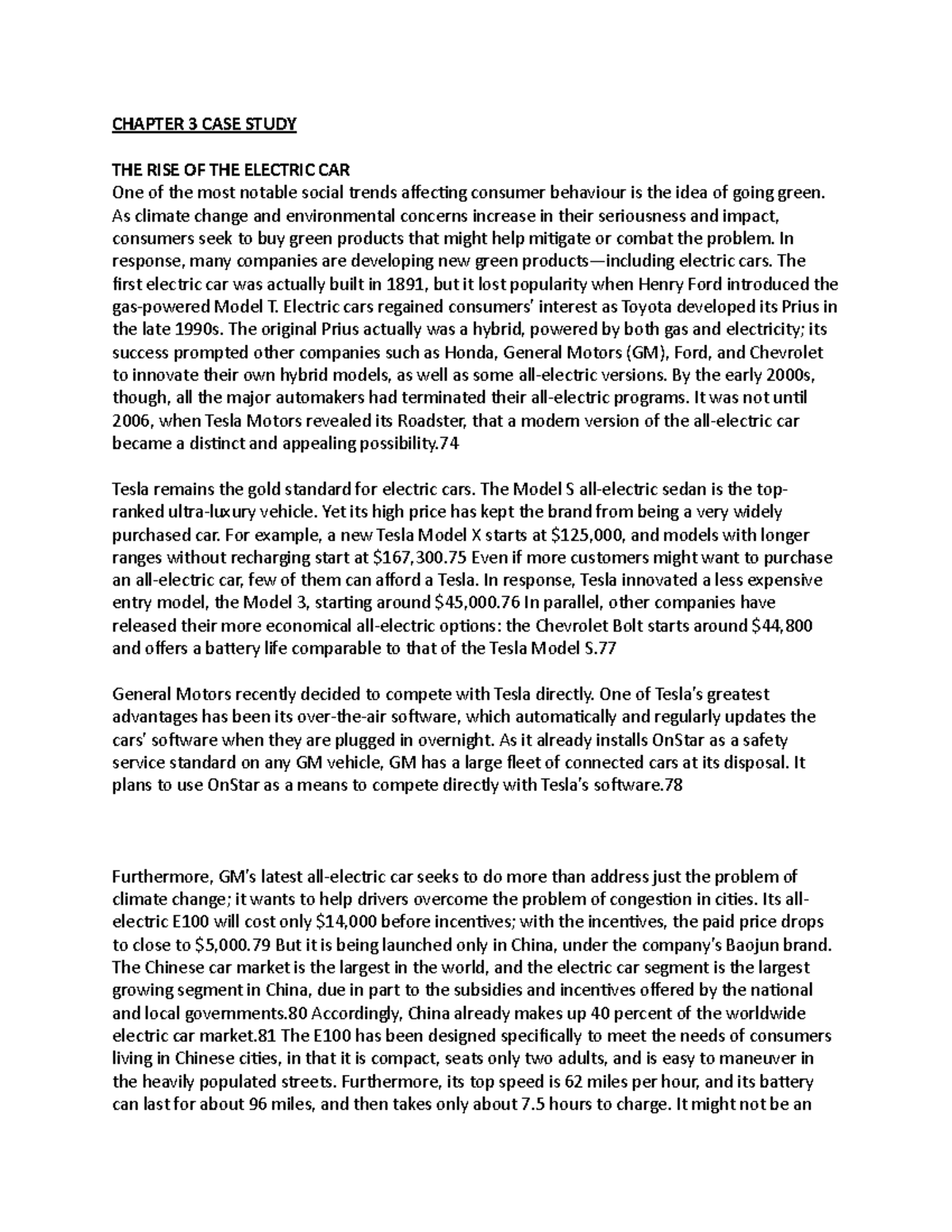 Chapter 3 CASE Study - CHAPTER 3 CASE STUDY THE RISE OF THE ELECTRIC ...