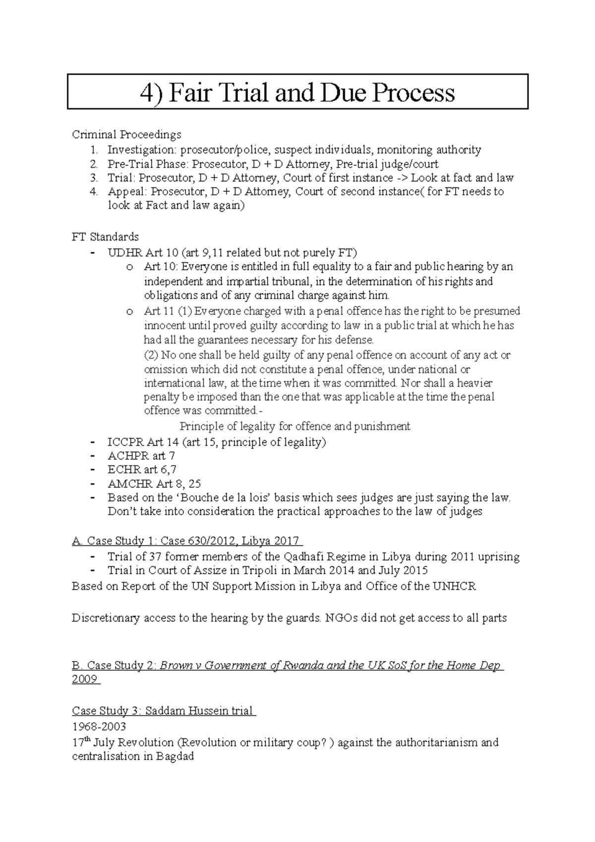 4) Fair Trial - Lecture notes 4 - 4) Fair Trial and Due Process ...