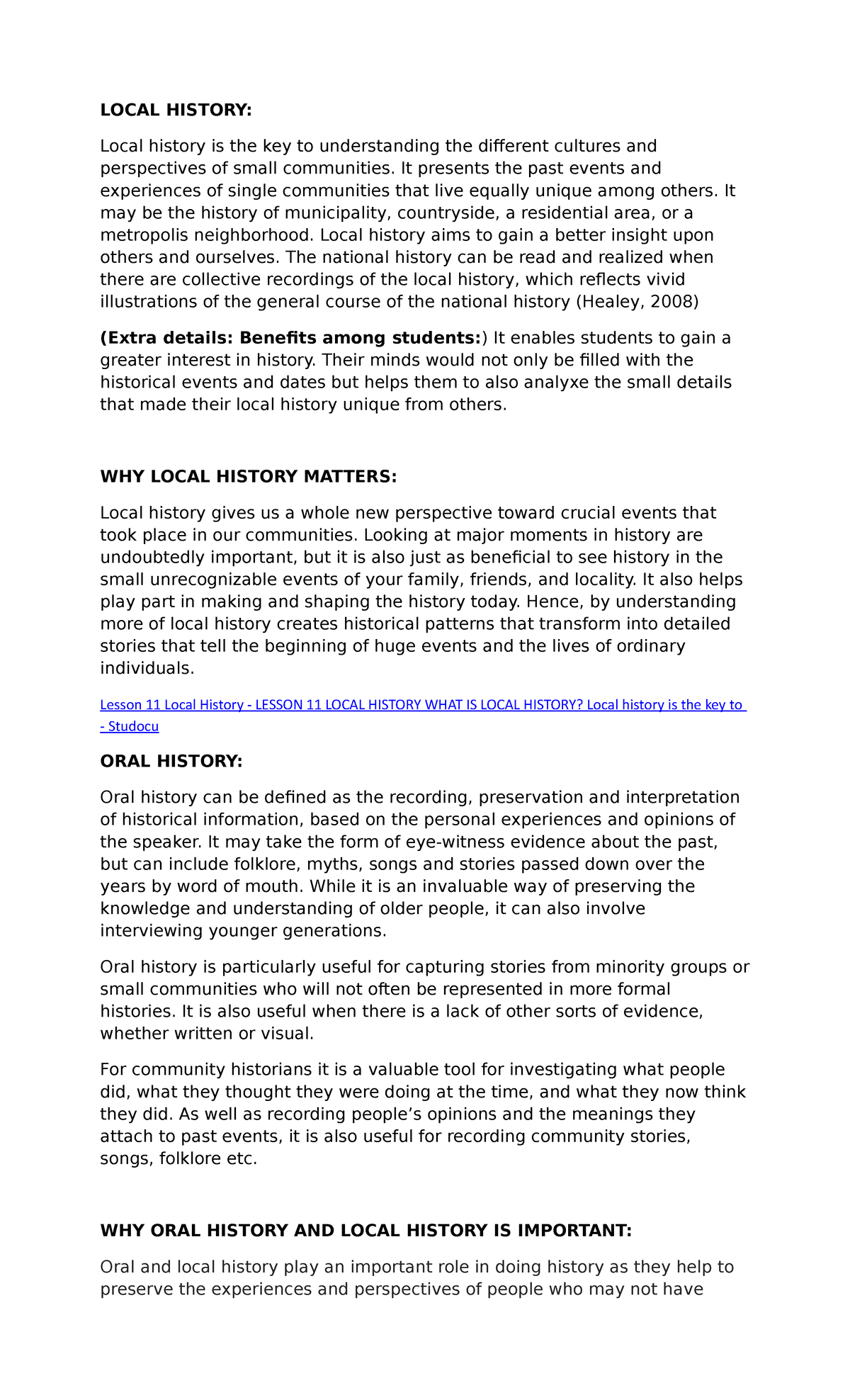 The Research of - LOCAL HISTORY: Local history is the key to ...