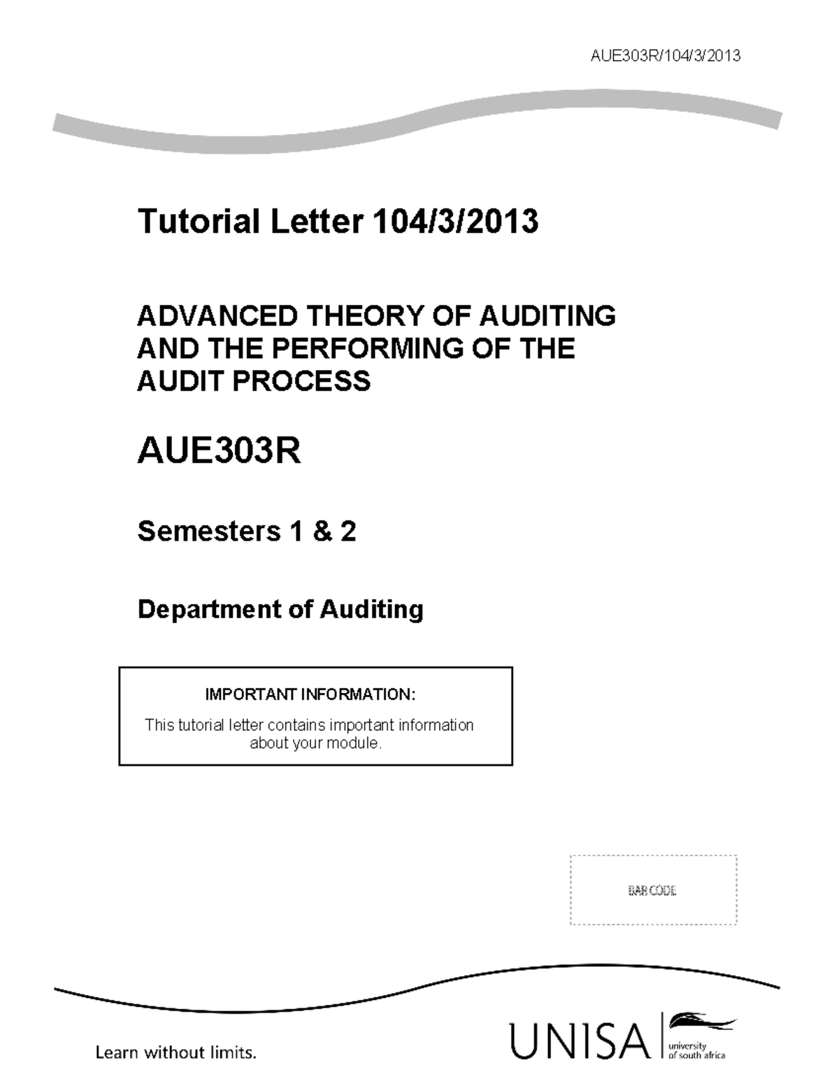 AUI3702-104 2013 3 e - AUE303R/104/3/ Tutorial Letter 104/3/ ADVANCED ...