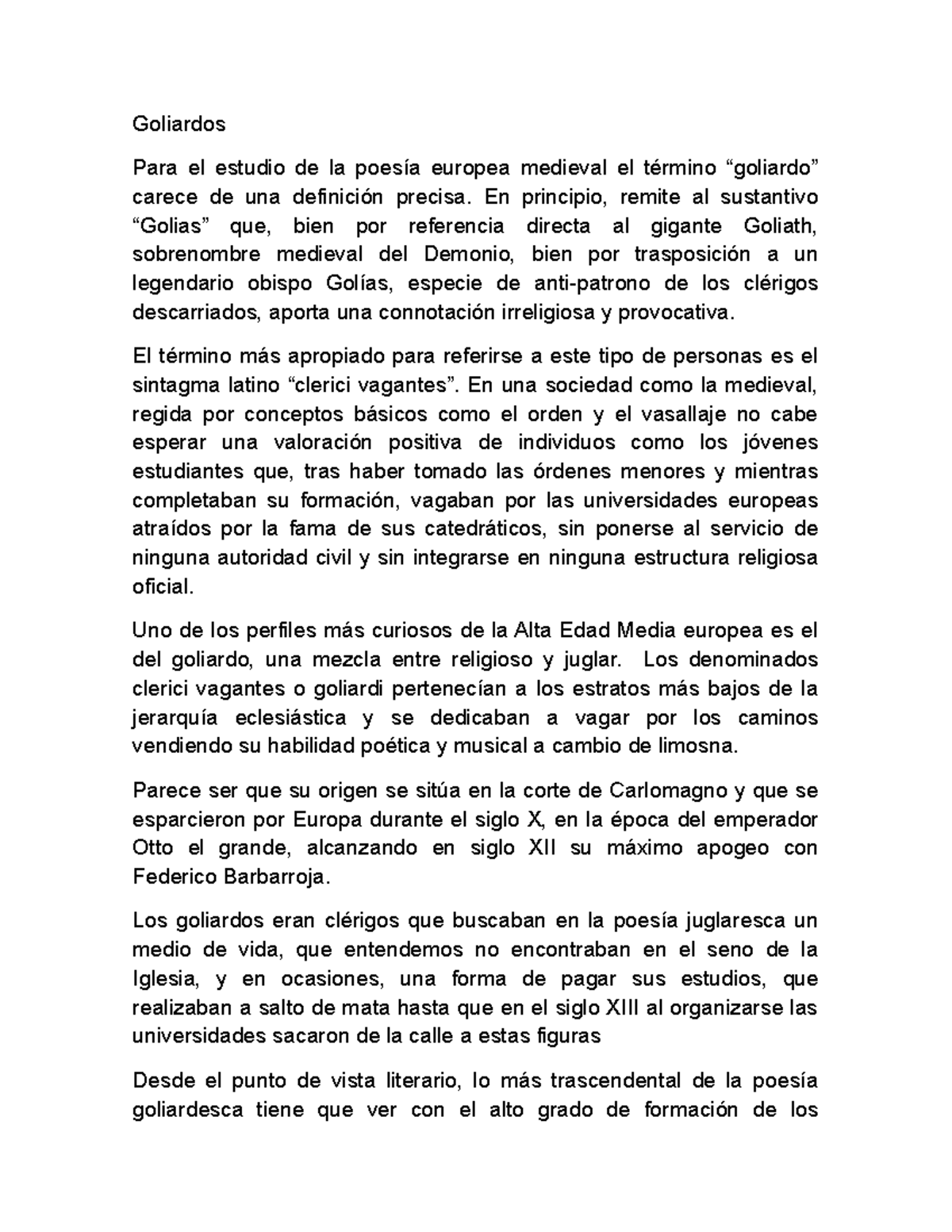 Goliardos - Goliardos Para el estudio de la poesía europea medieval el ...