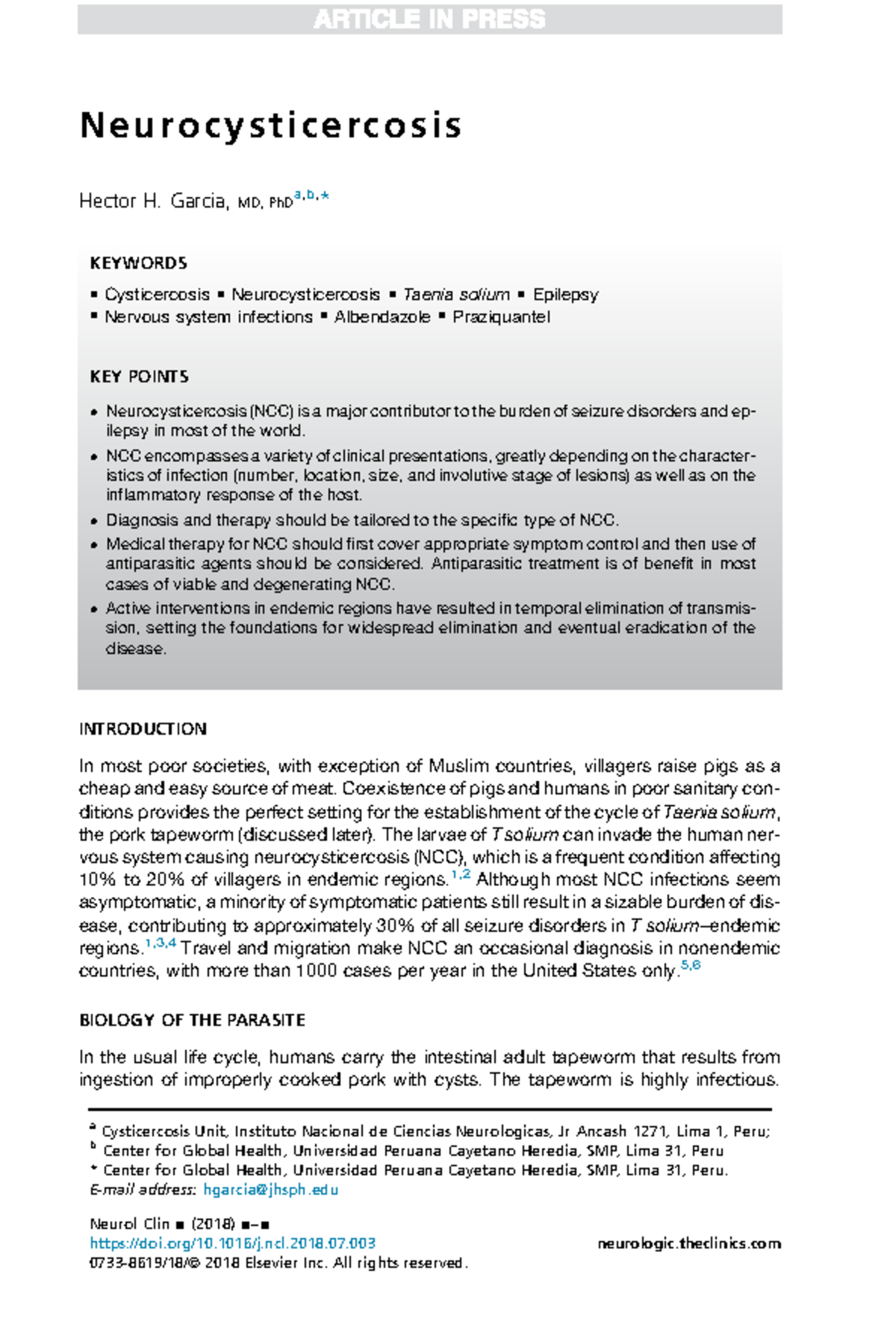 Neurocisticercosis - pdf cisticercosis - Neurocysticercosis Hector H ...
