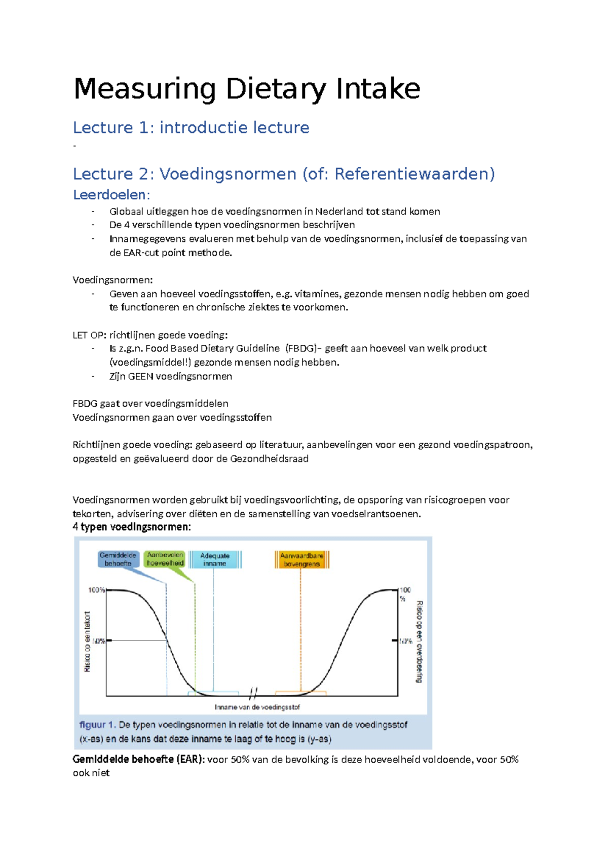 Measuring Dietary Intake samenvatting - Measuring Dietary Intake ...