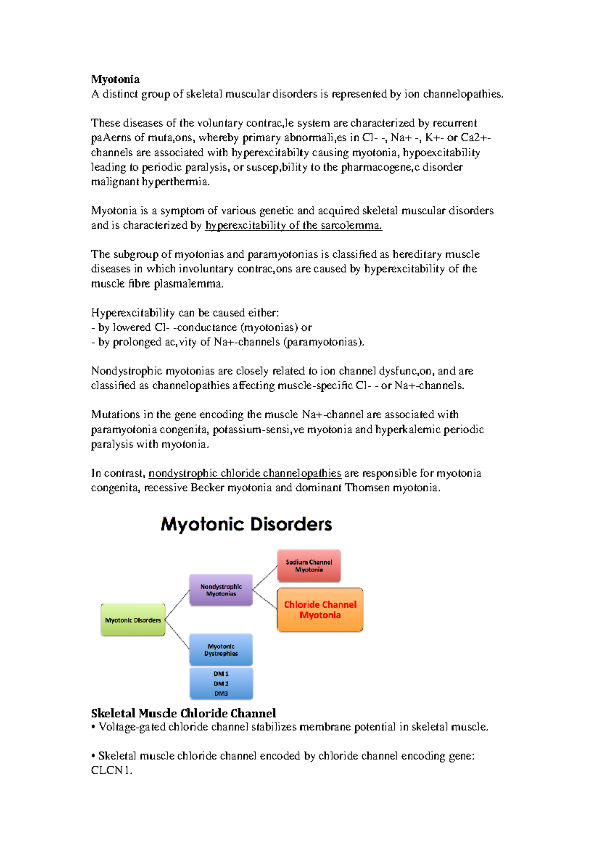 Lecture 14 Myotonia - Myotonia A distinct group of skeletal muscular ...