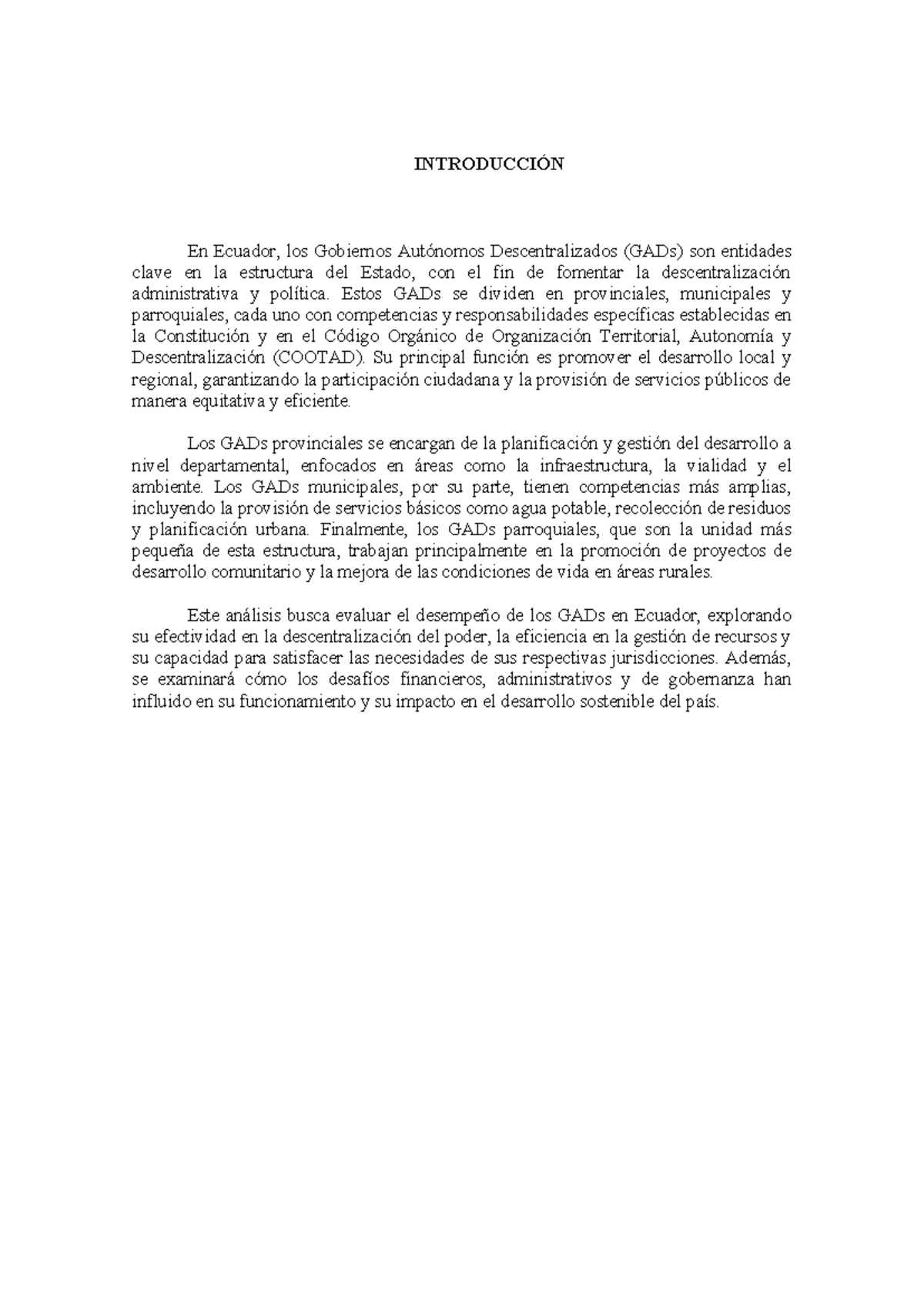 Introducción - DFSDD - INTRODUCCIÓN En Ecuador, los Gobiernos Autónomos ...