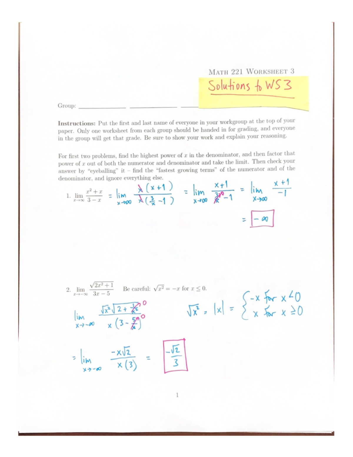WS03 083122 sols - Solution for Worksheet 3 - MATH 221 - Illinois - Studocu