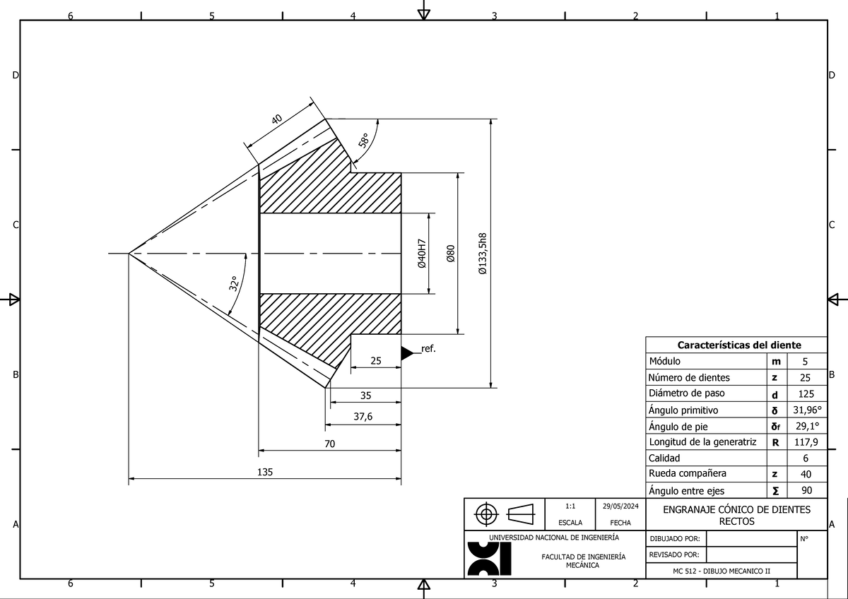Engranaje Cónico-A - 1 1 2 2 3 3 4 4 5 5 6 AB 6 AB CD 1:1 CD 135 70 37 ...