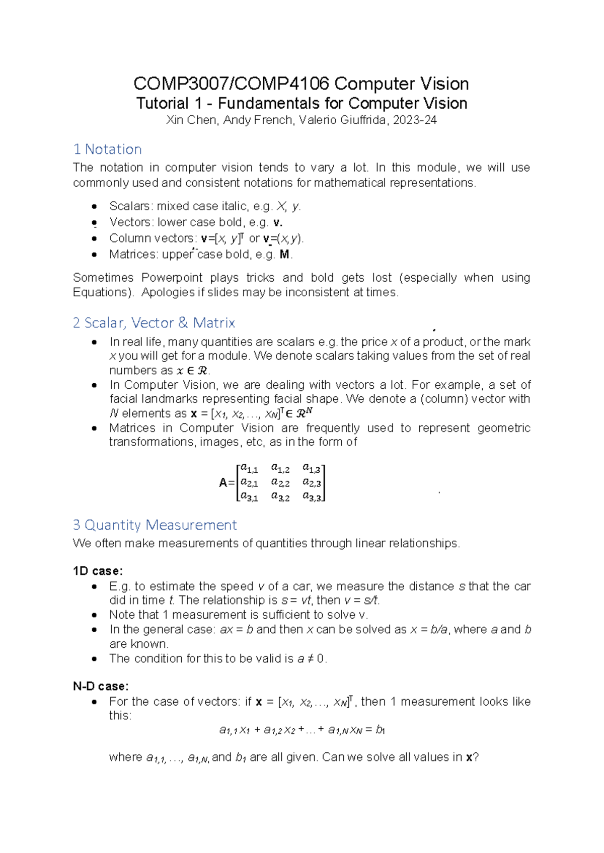 Tutorial 1 - Fundamentals - COMP3007/COMP4106 Computer Vision Tutorial ...