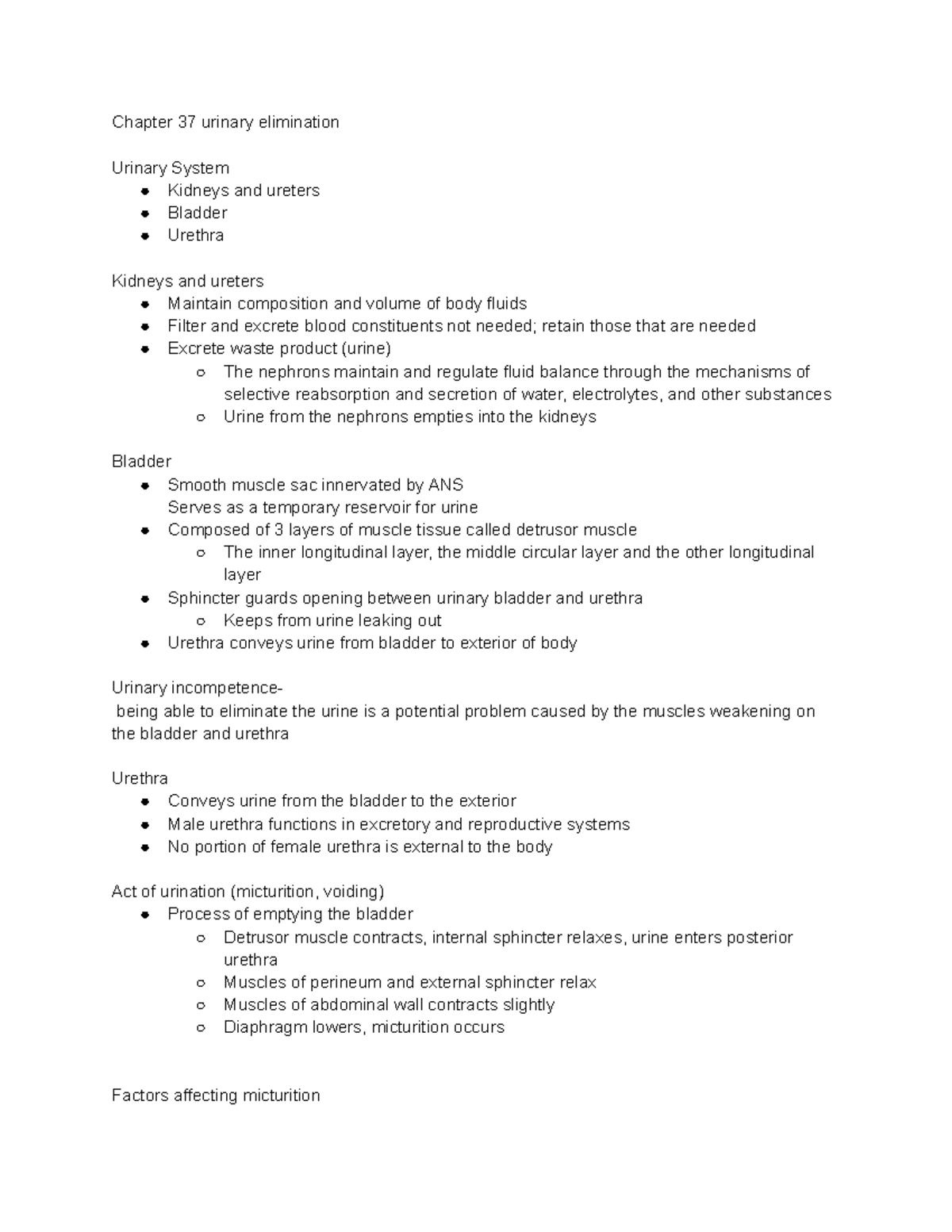 Chapter 37 urinary elimination - Chapter 37 urinary elimination Urinary ...