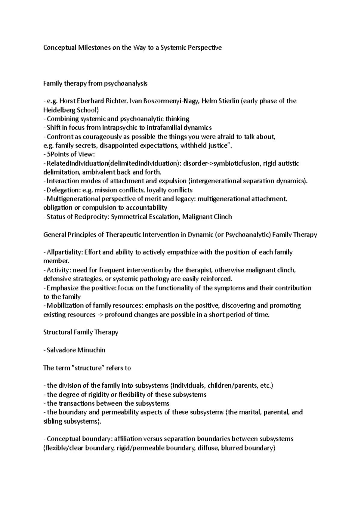 Conceptual Milestones on the Way to a Systemic Perspective - Horst Eberhard Richter, Ivan - Studocu