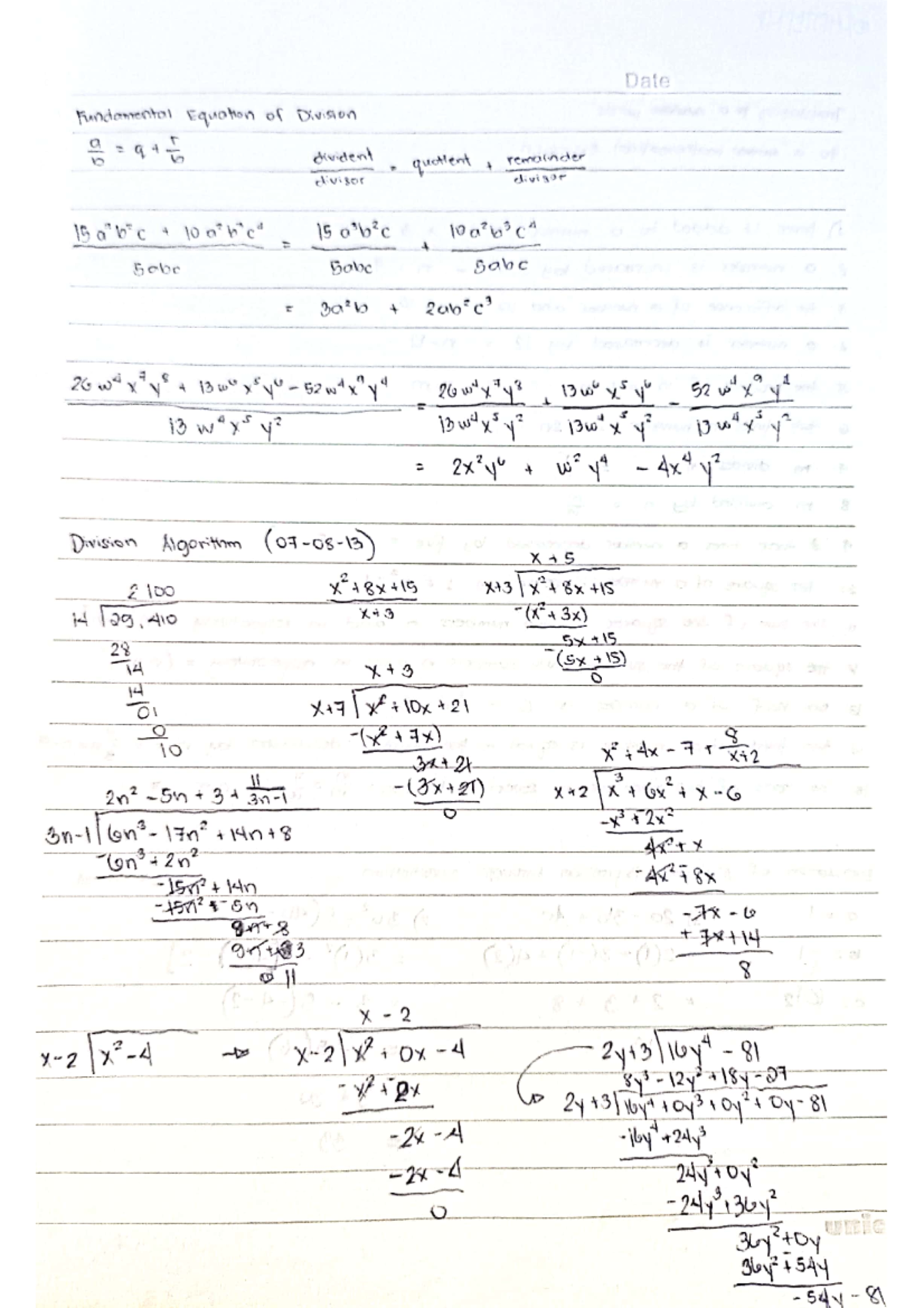 Fundamental Equation of Division - Computer science - Studocu