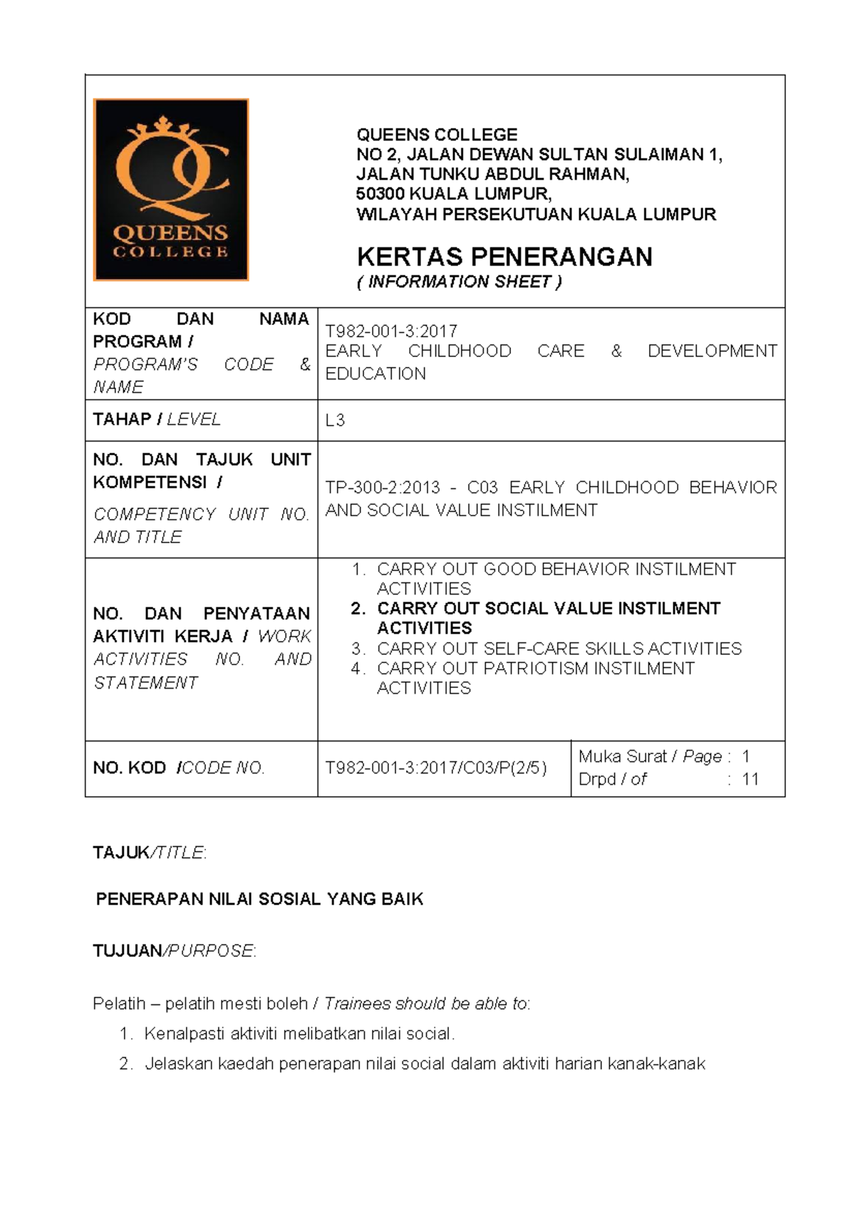 Kertas Penerangan- C0302 - KOD DAN NAMA PROGRAM / PROGRAM’S CODE & NAME ...