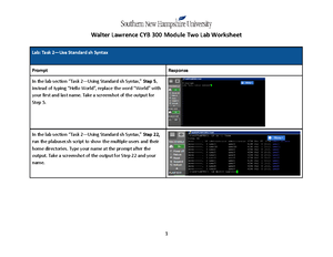 CYB 300 Module Two Lab Worksheet - CYB 300 Module Two Lab Worksheet Lab: Task 2—Use Standard sh ...