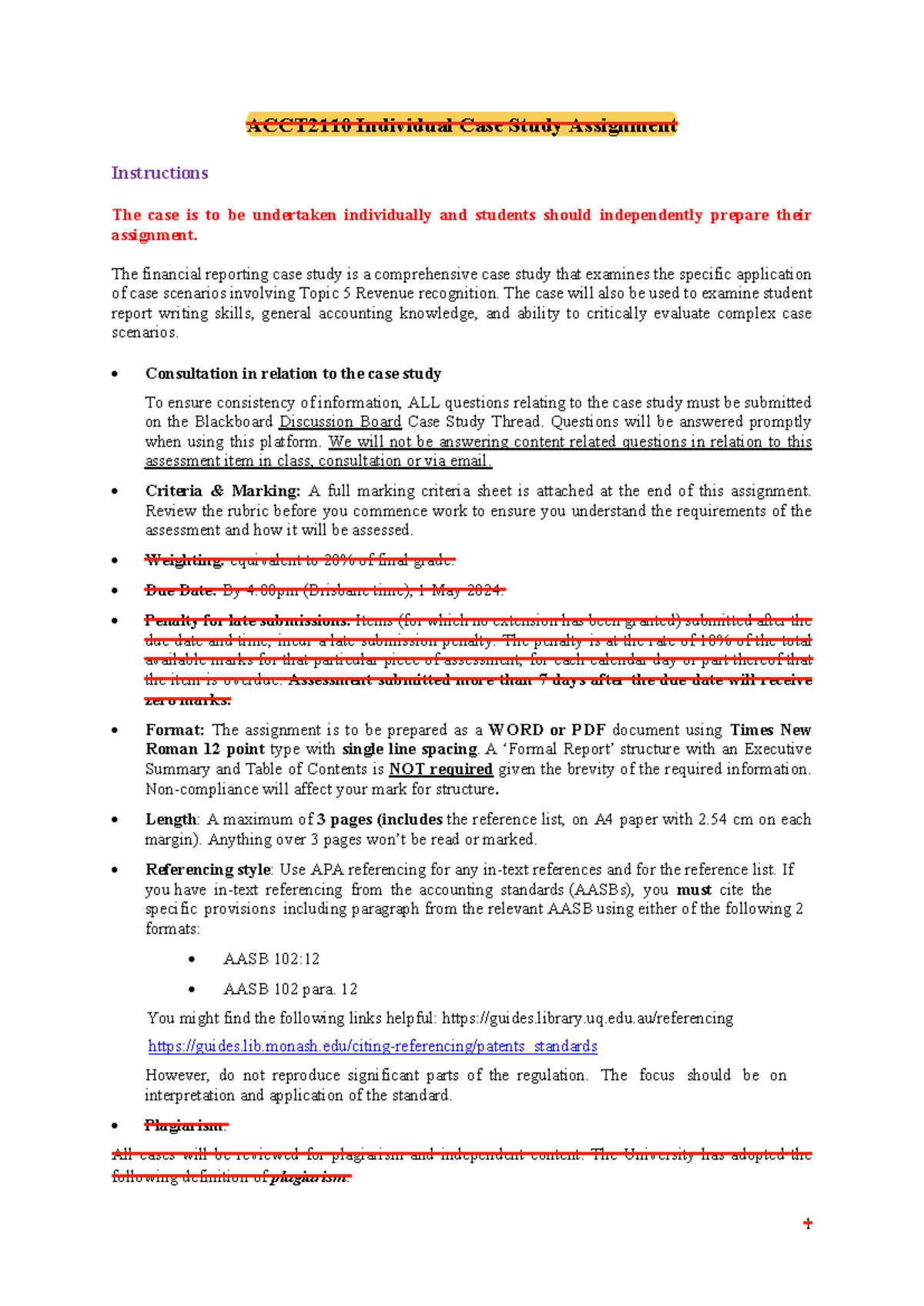 ACCT2110 case study requirements - ACCT2110 Individual Case Study Assignment Instructions The ...