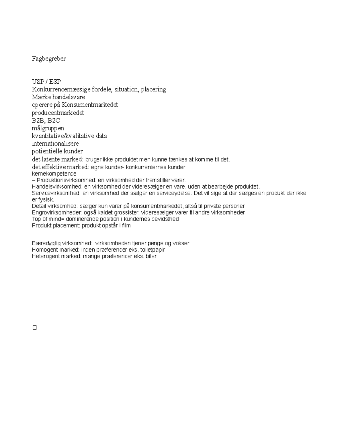 Fagbegreber - Fagbegreber USP / ESP Konkurrencemæssige fordele ...