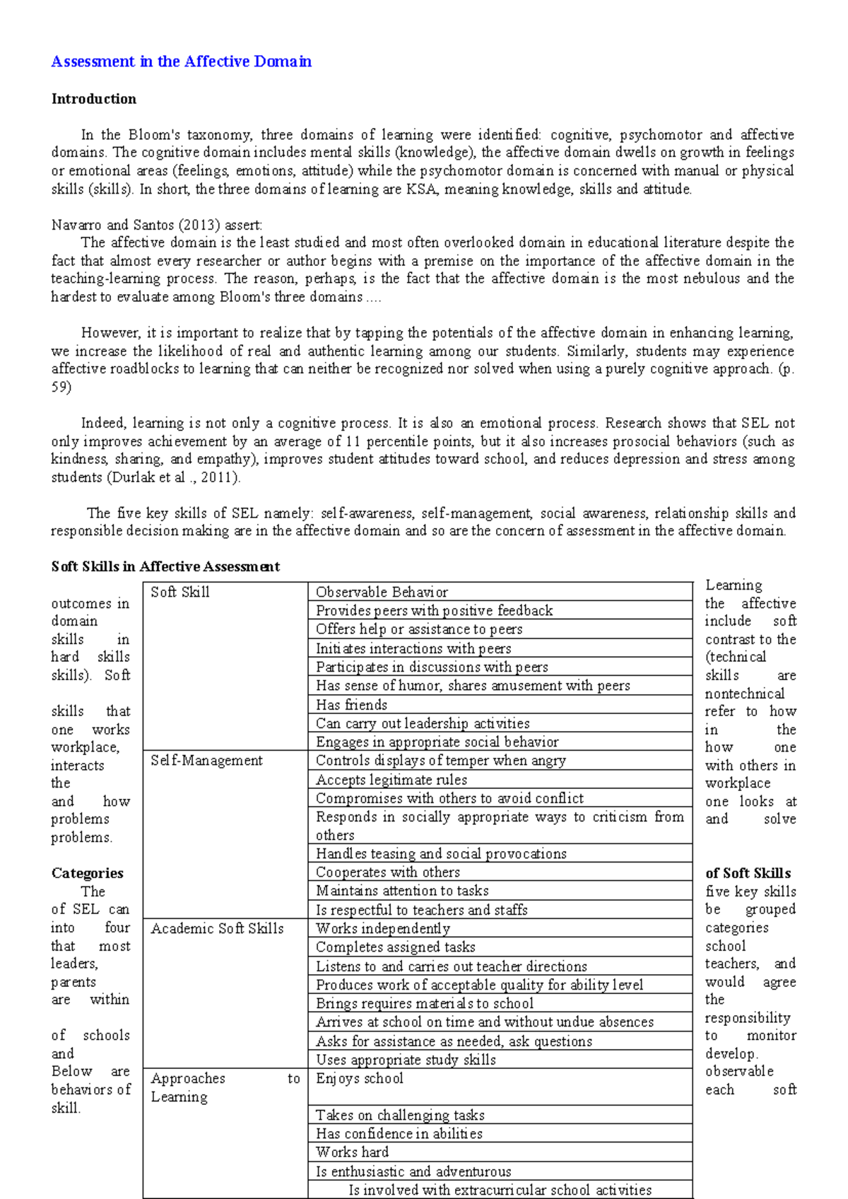 Assessment in the Affective Domain - Assessment in the Affective Domain ...
