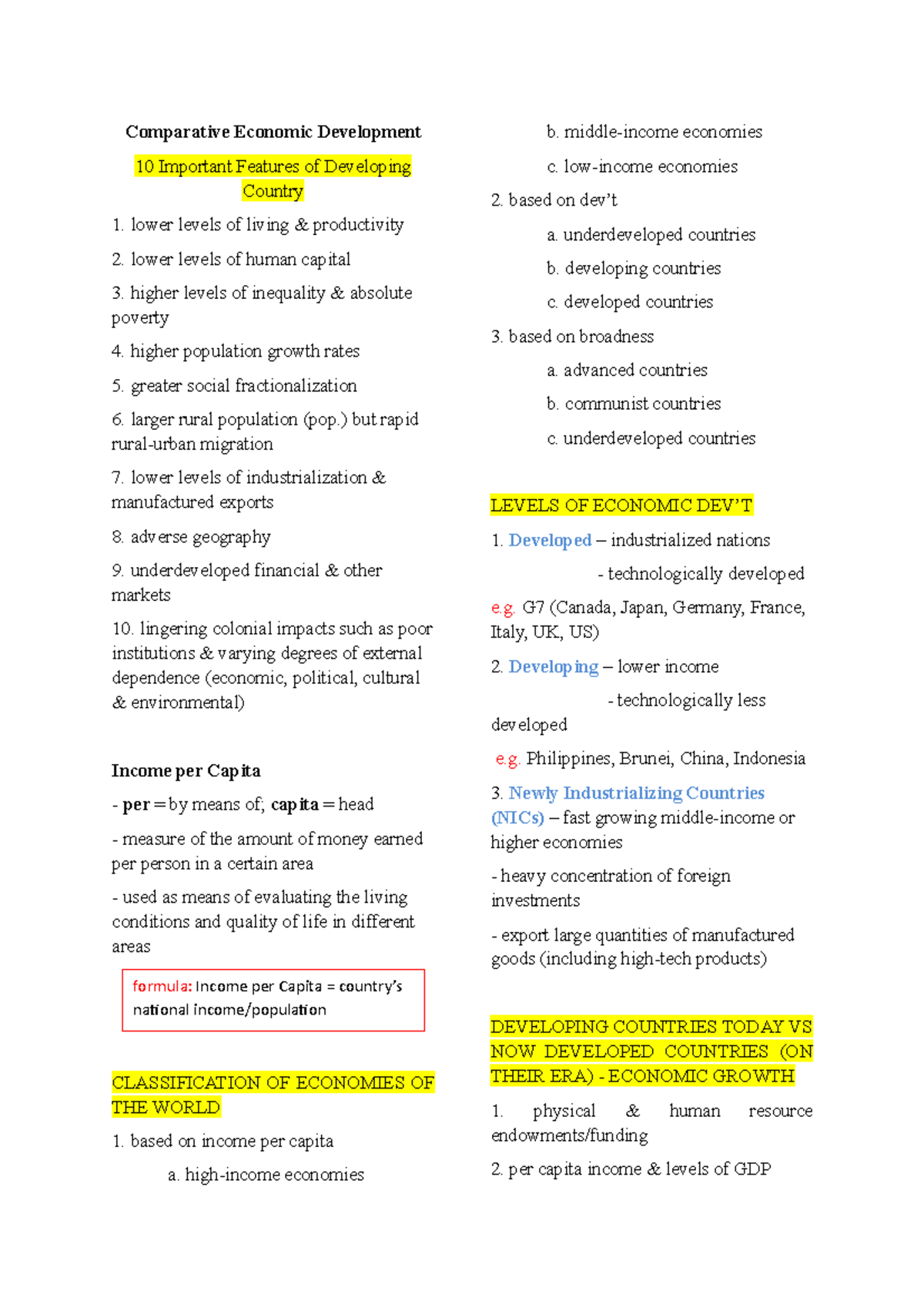 Comparative Economic Development - ) but rapid rural-urban migration ...