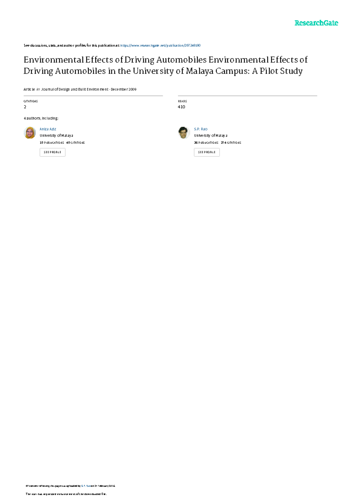 Environmental Effects of Driving Automobiles Envir 052009 - See ...