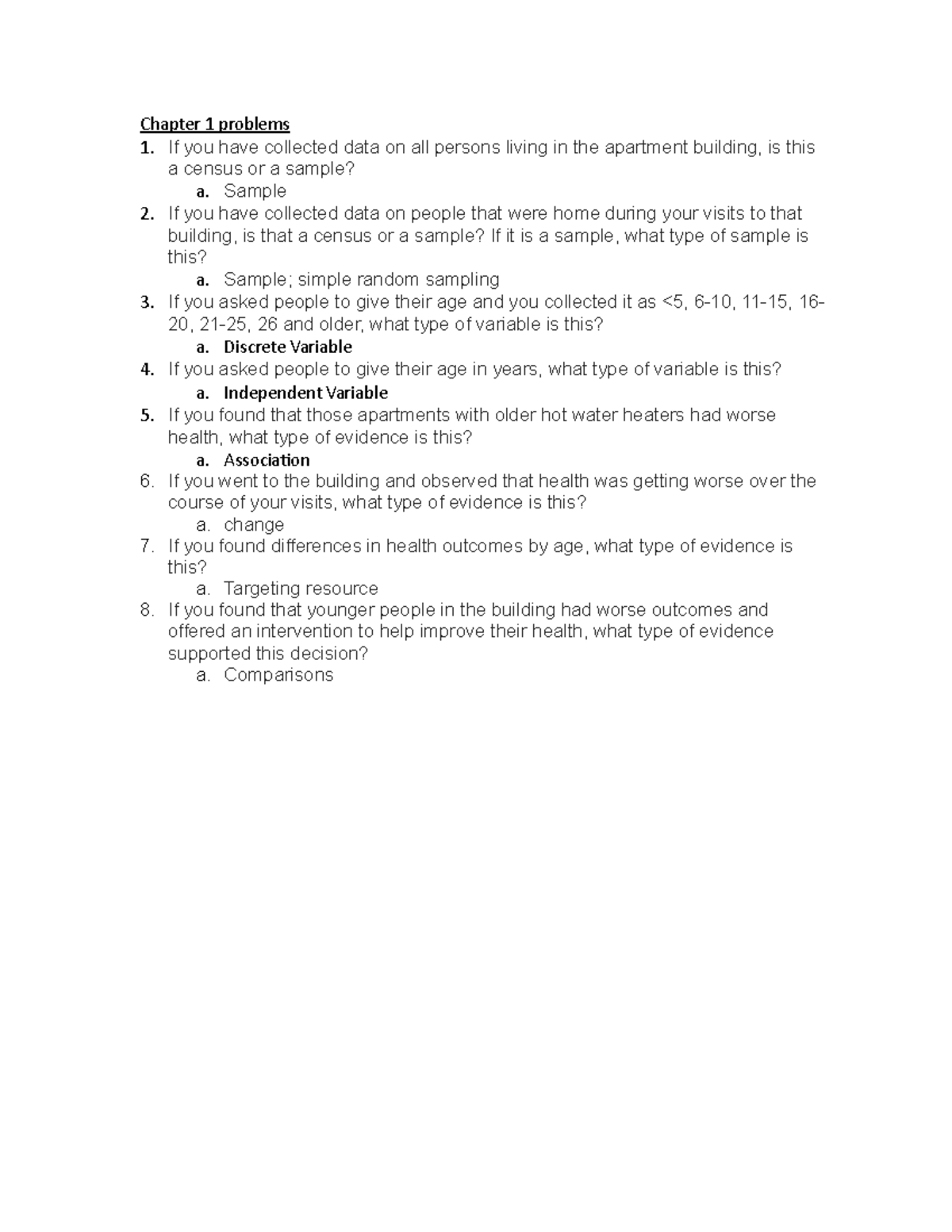 Chapter 1 problems - Chapter 1 problems If you have collected data on ...