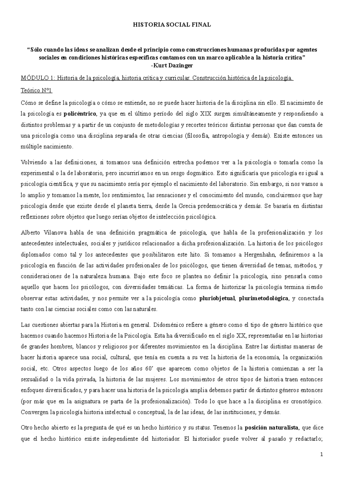 Final historia social - HISTORIA SOCIAL FINAL “Sólo cuando las ideas se ...