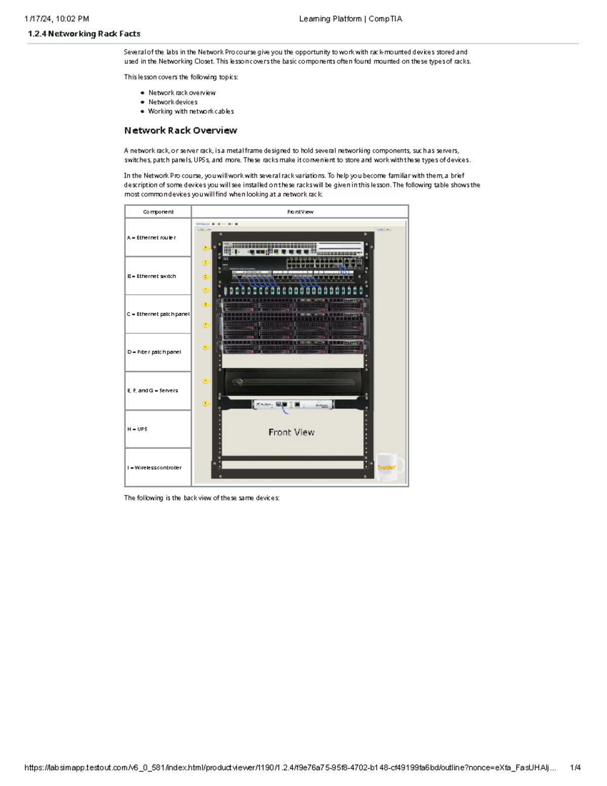 1.2.4 Networking Rack Facts - 1.2 Networking Rack Facts Several of the ...