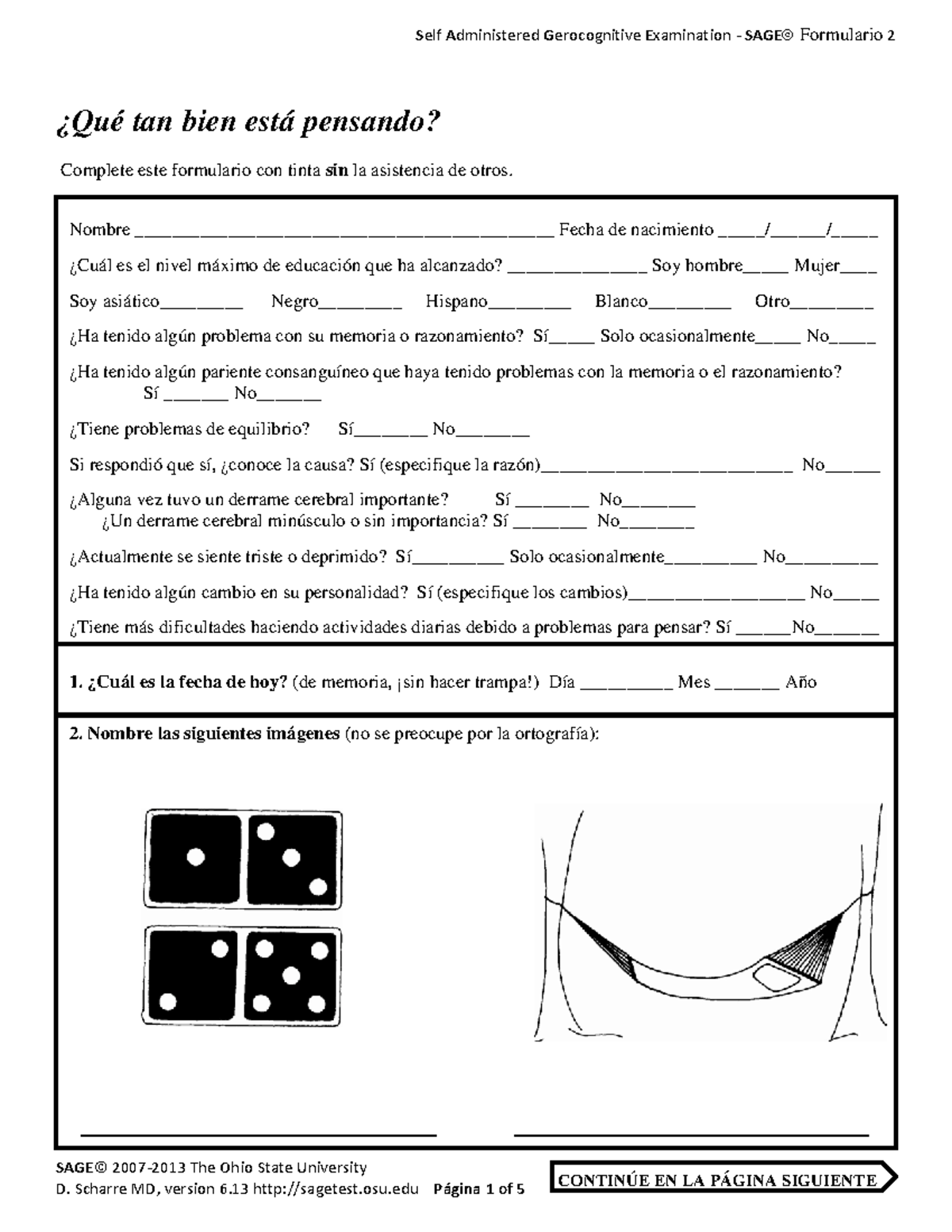 TEST DE SAGE 3 TEST PARA MEDIR MEMORIA TERCERA EDAD - Psicologia - UCC ...