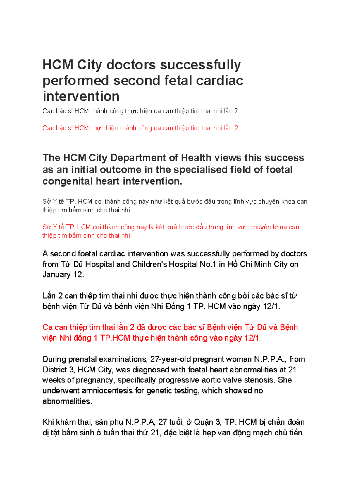 Moodle test 2 - HCM City doctors successfully performed second fetal ...
