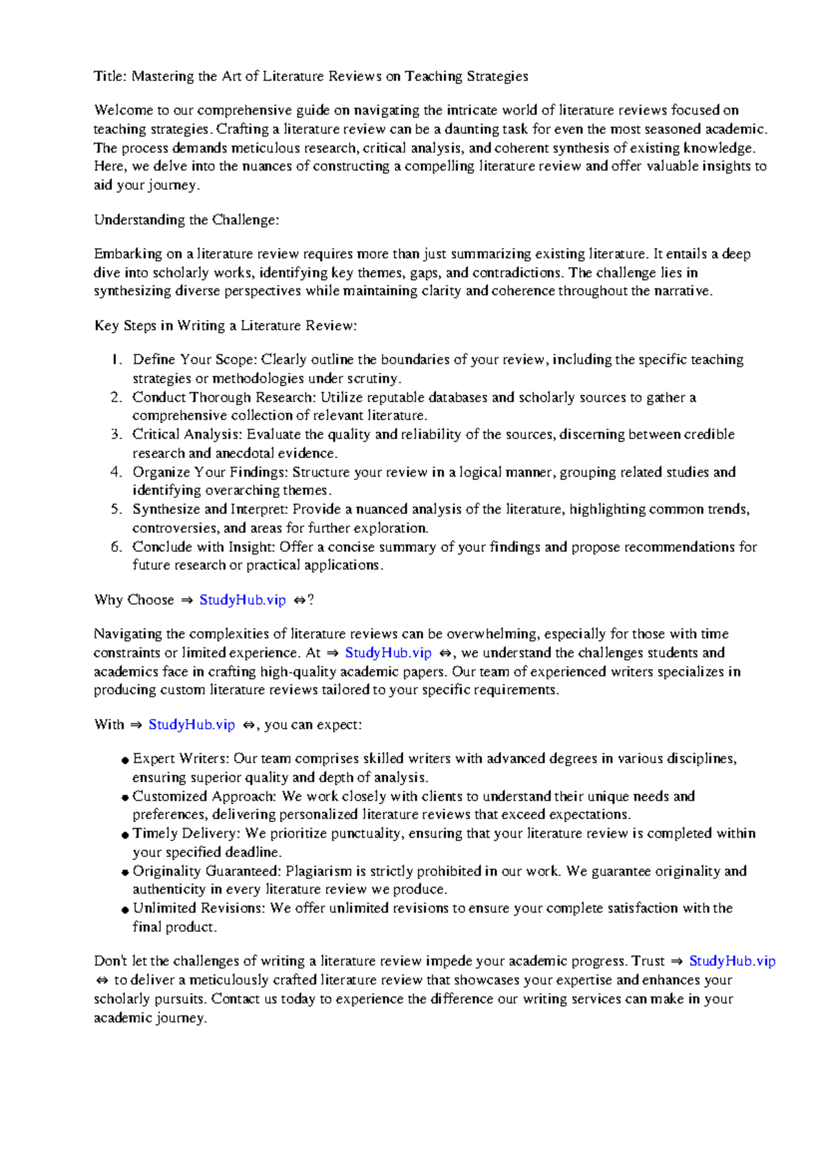 Review Of Literature On Teaching Strategies - Title: Mastering the Art ...