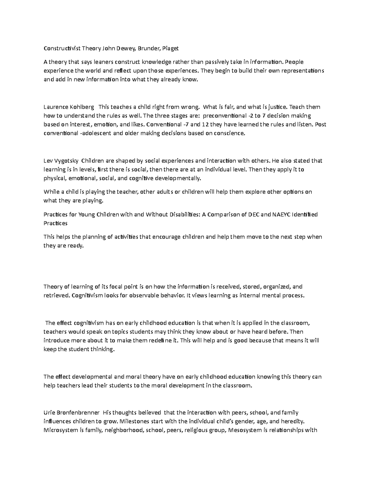 Constructivist Theory John Dewey - People experience the world and ...