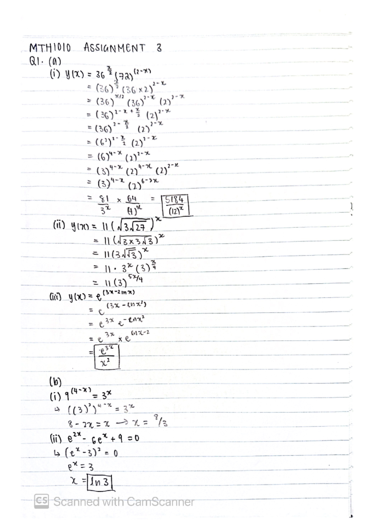 MTH1010 Assignment 3 - MTH1010 ASSIGNMENT 3 Q1. (a) (i) y(x) 36 (36 ...
