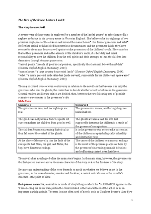 The Turn of the Screw Lecture 3 and 4 Notes - The Turn of the Screw ...