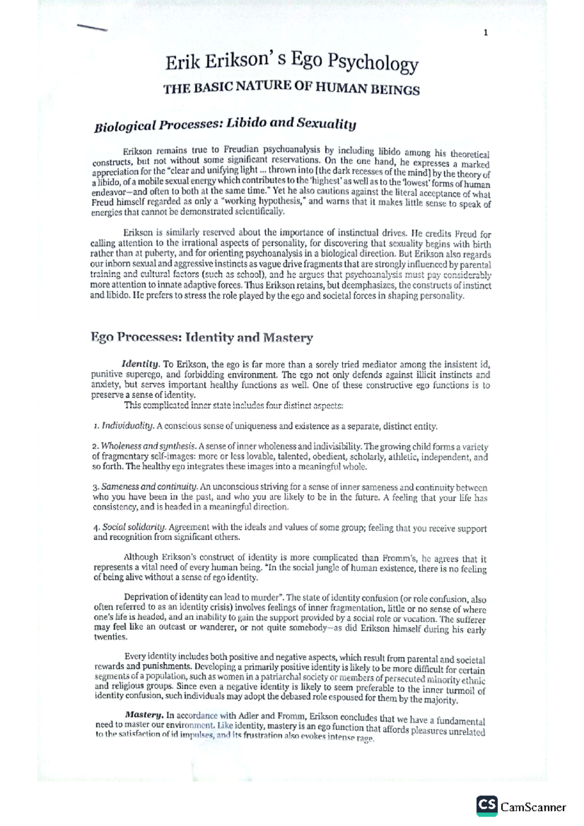 Erikson - For Theories of Personality - Bachelor of Science in ...