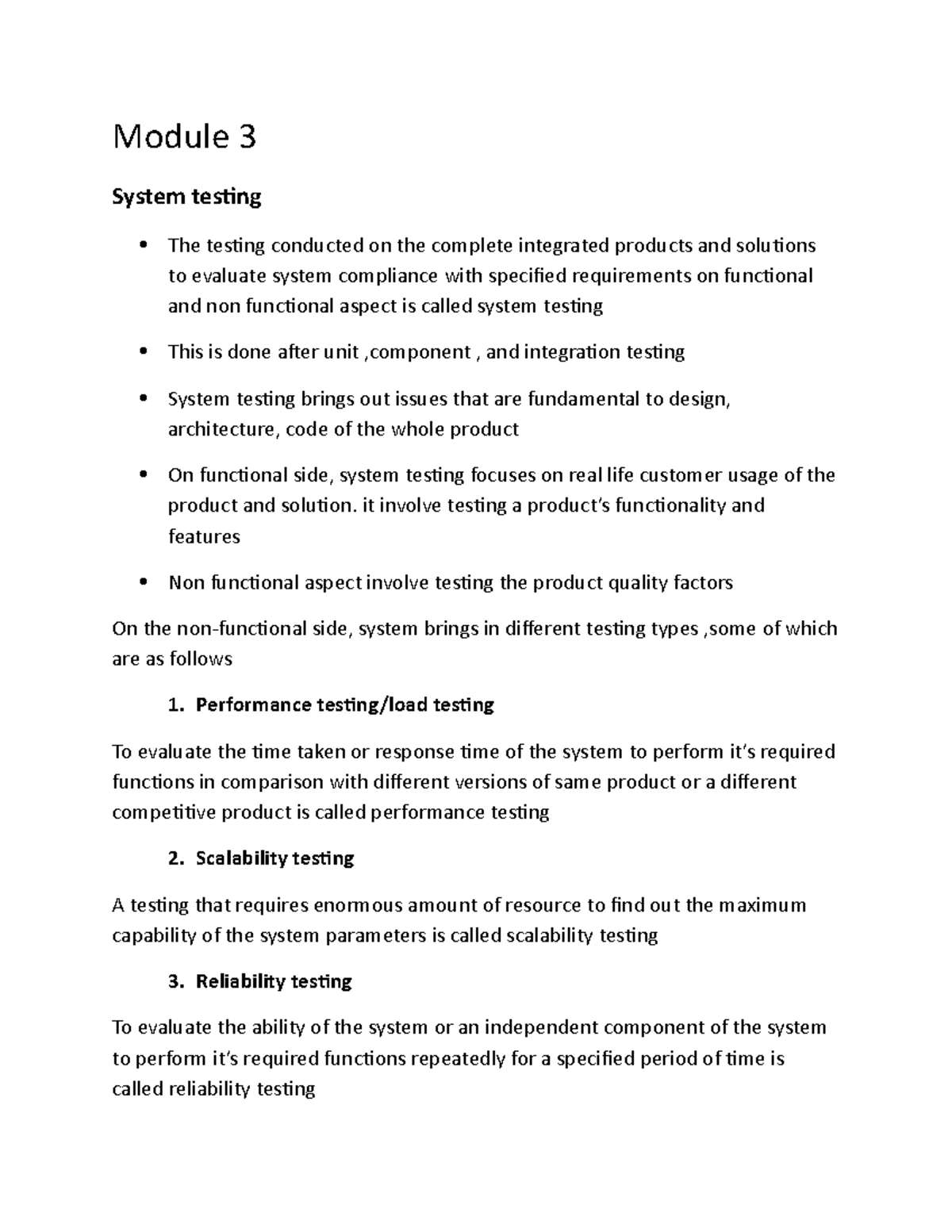 ST-Module 3 - Lecture notes - Module 3 System testing The testing ...