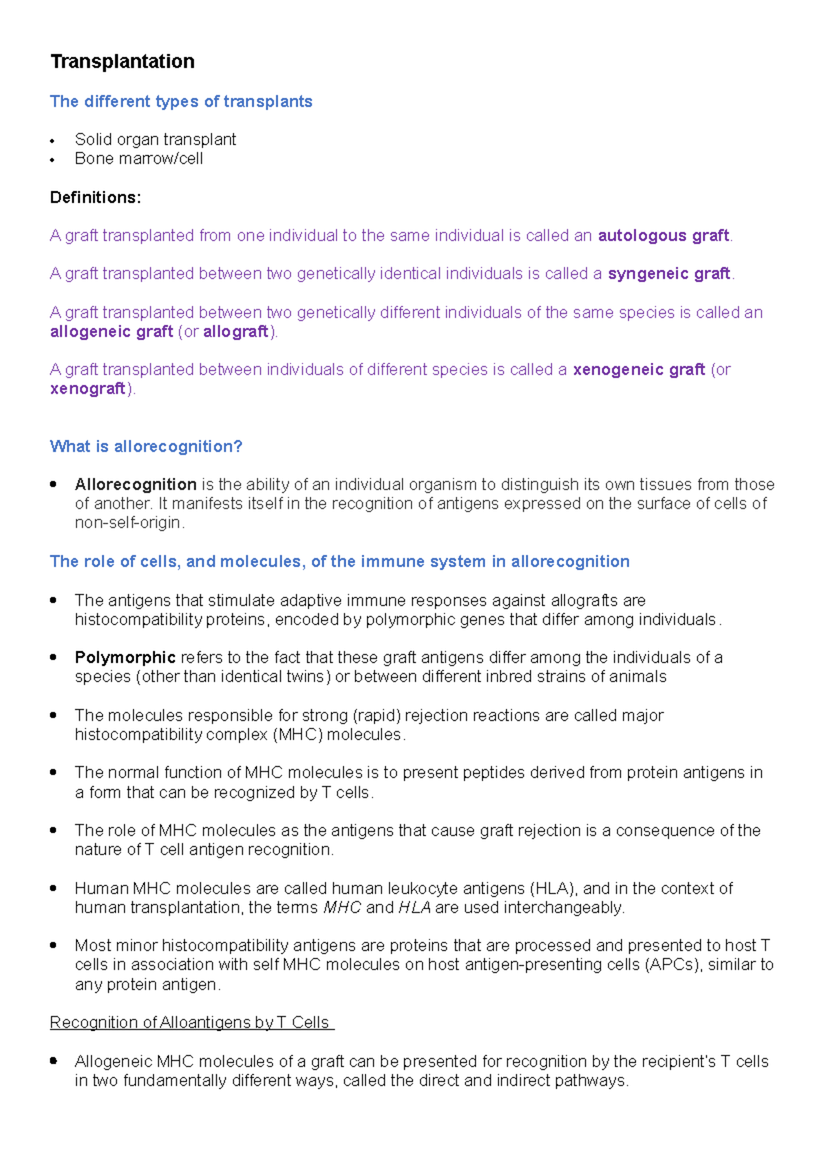 Transplantation - Transplantation The different types of transplants ...