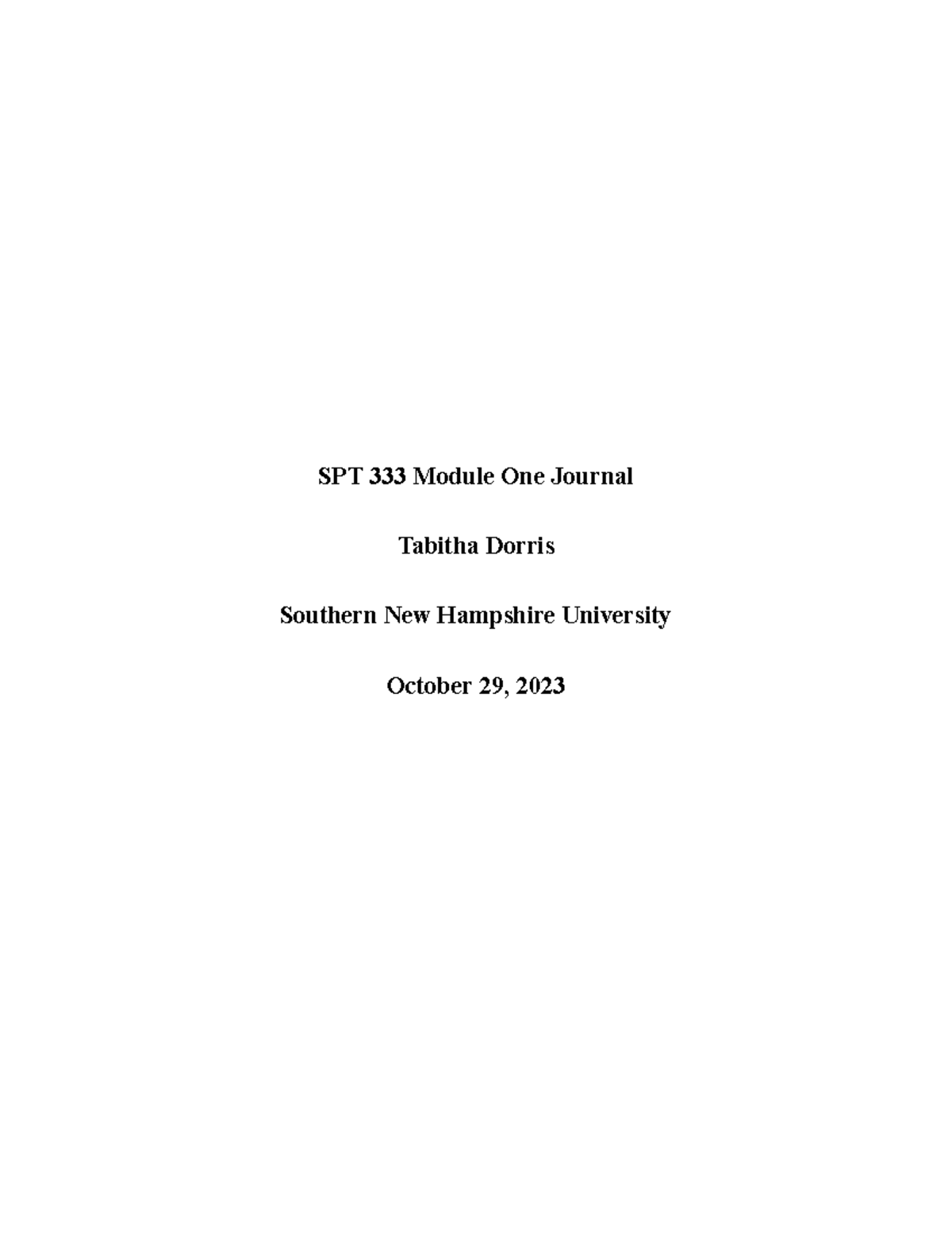 SPT 333 Journal - SPT 333 Module One Journal Tabitha Dorris Southern ...