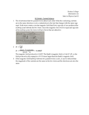 B3 Magnetic torque - Lab Report - B3: Magnetic Torque Part I : Magnetic ...