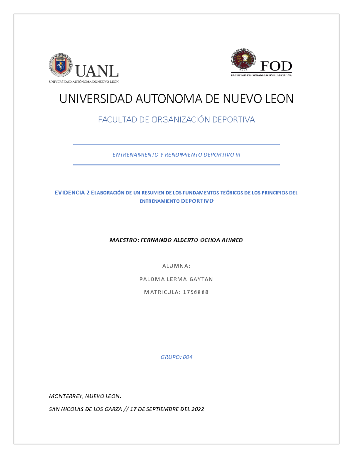 Evidencian 2nn Resumensn Principiosn DELn Entrenamienton Deportivon - Studocu