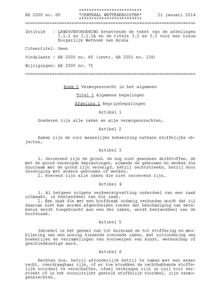 Boek 7 Burgelijke Wettekst van Aruba - AB 2001 no. 107 CENTRAAL ...