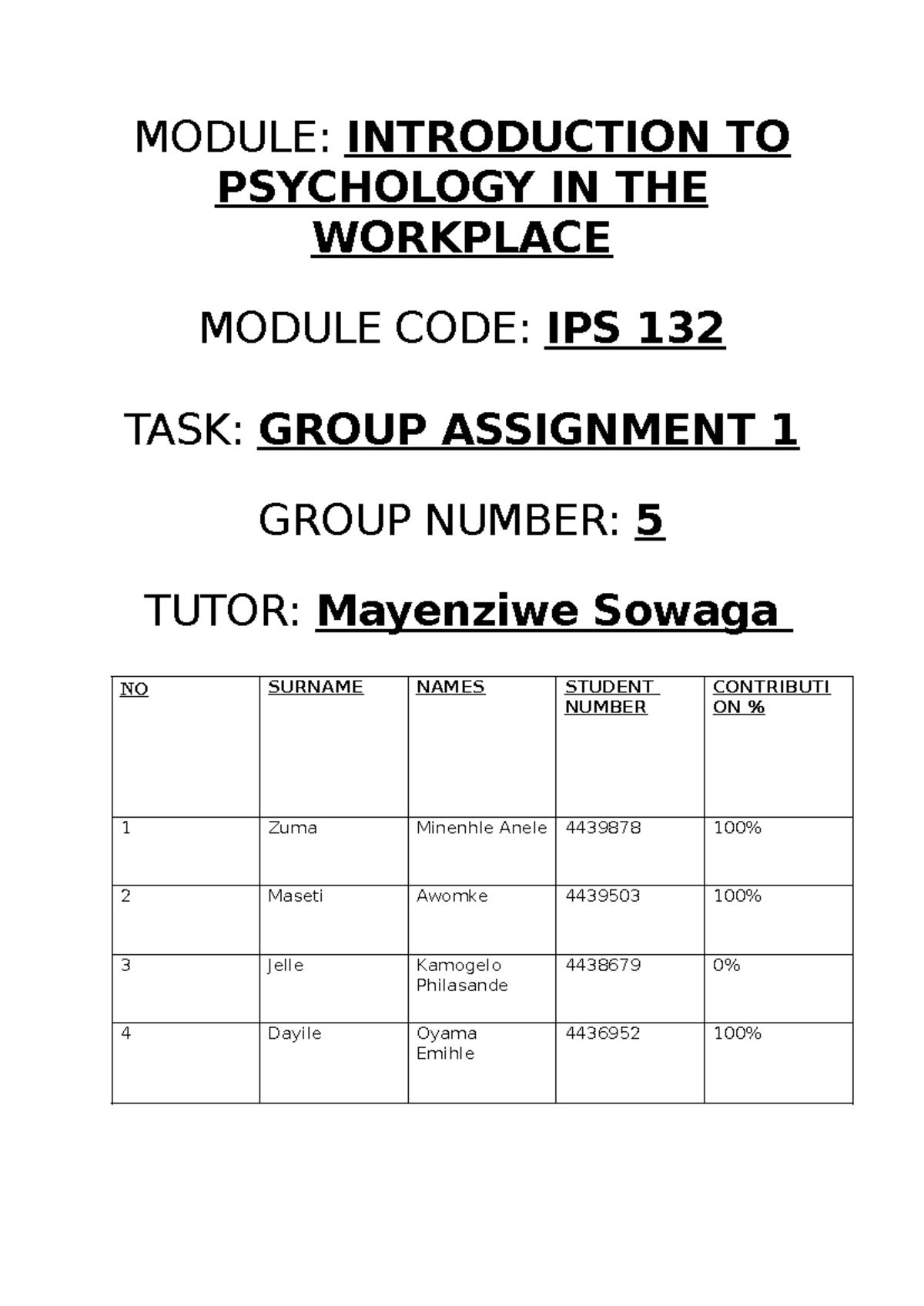 IPS Group Assignment FOR Group 5 [ Final Draft] - MODULE: INTRODUCTION ...