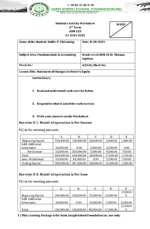 WS2 Statement of Comprehensive Income - Student’s Activity Worksheet 2 ...